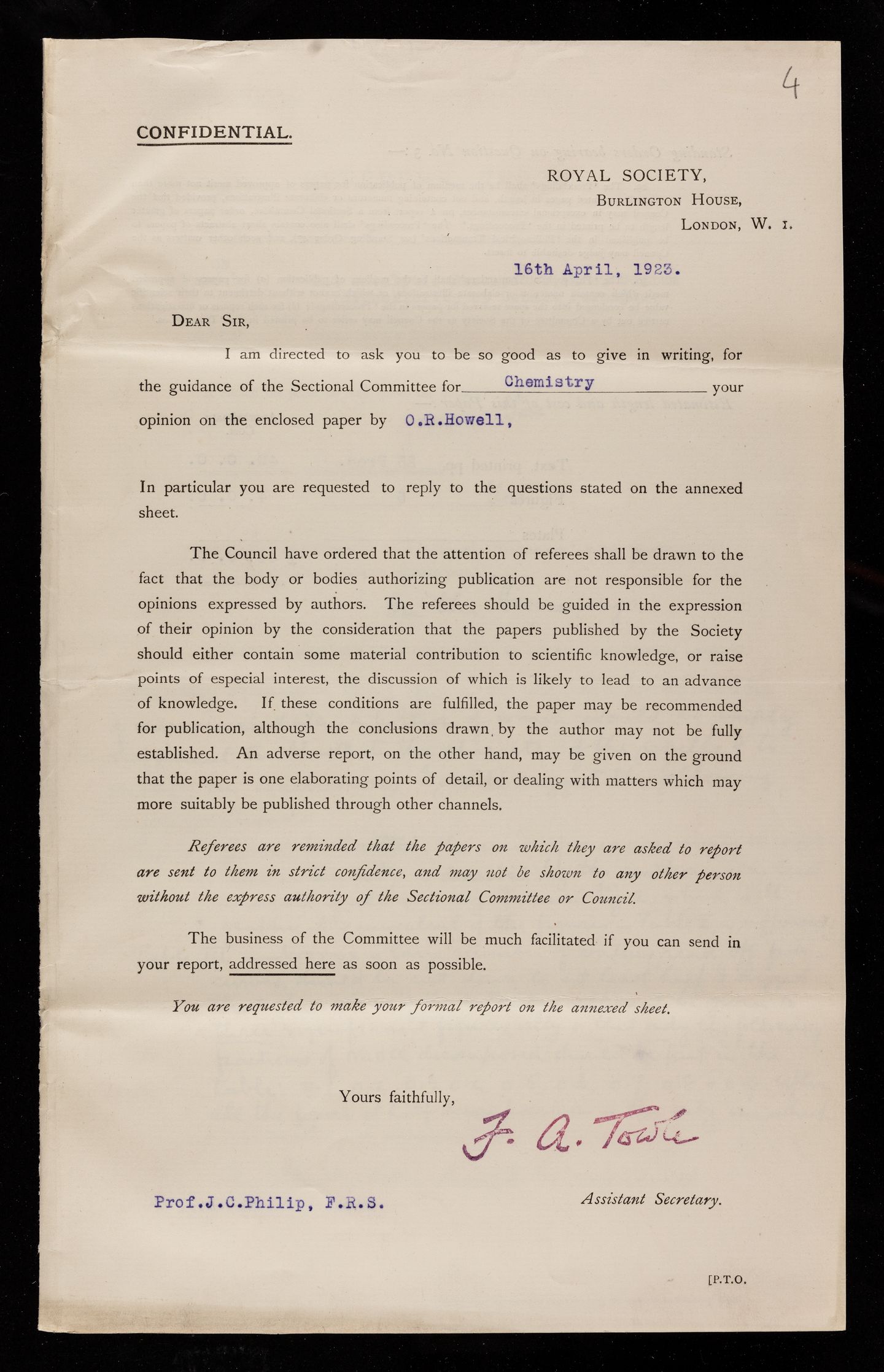 Referee's report by James Charles Philip, on a paper 'The catalytic ...