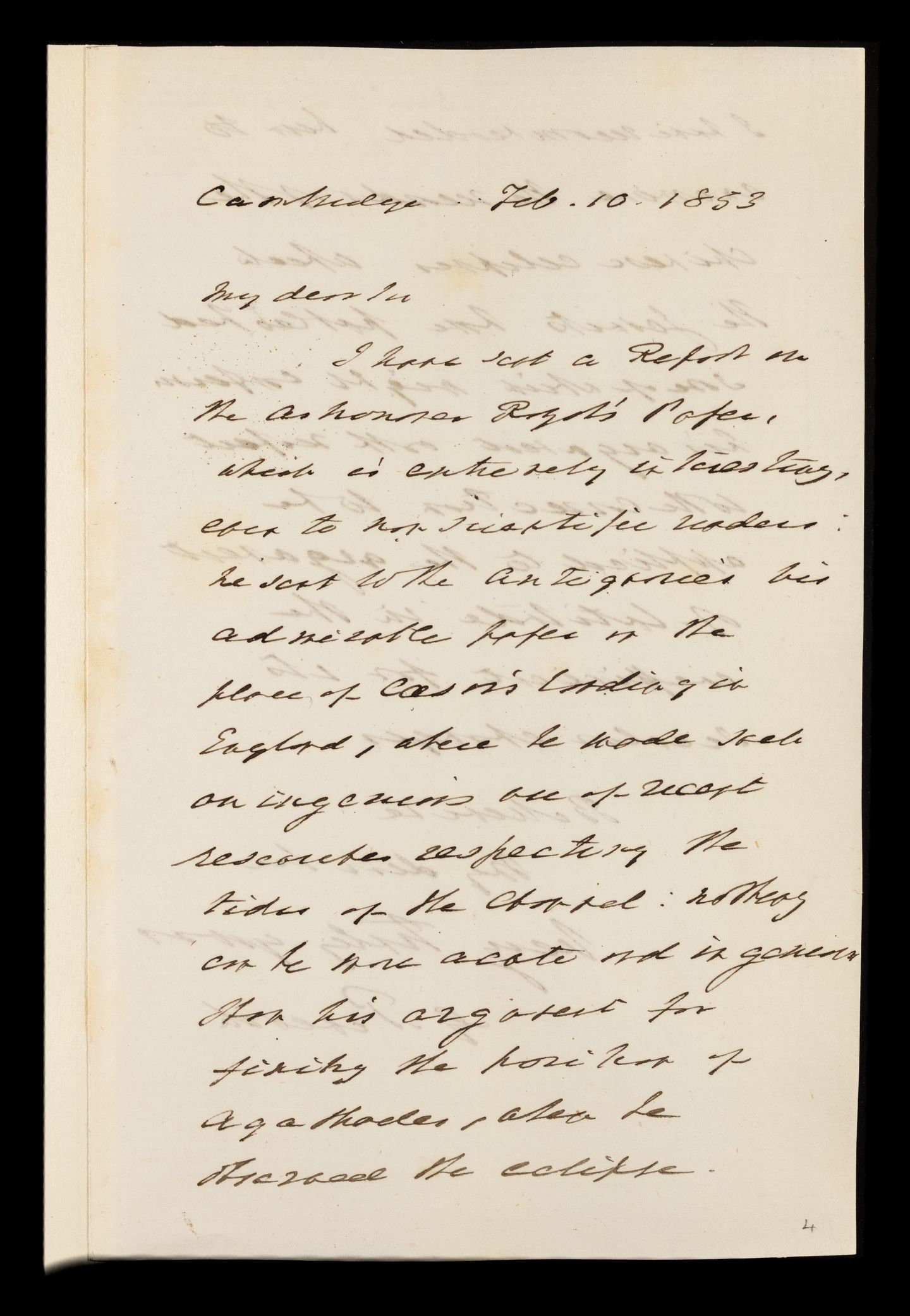 Letter by George Peacock, accompanying his report on a paper 'On the ...