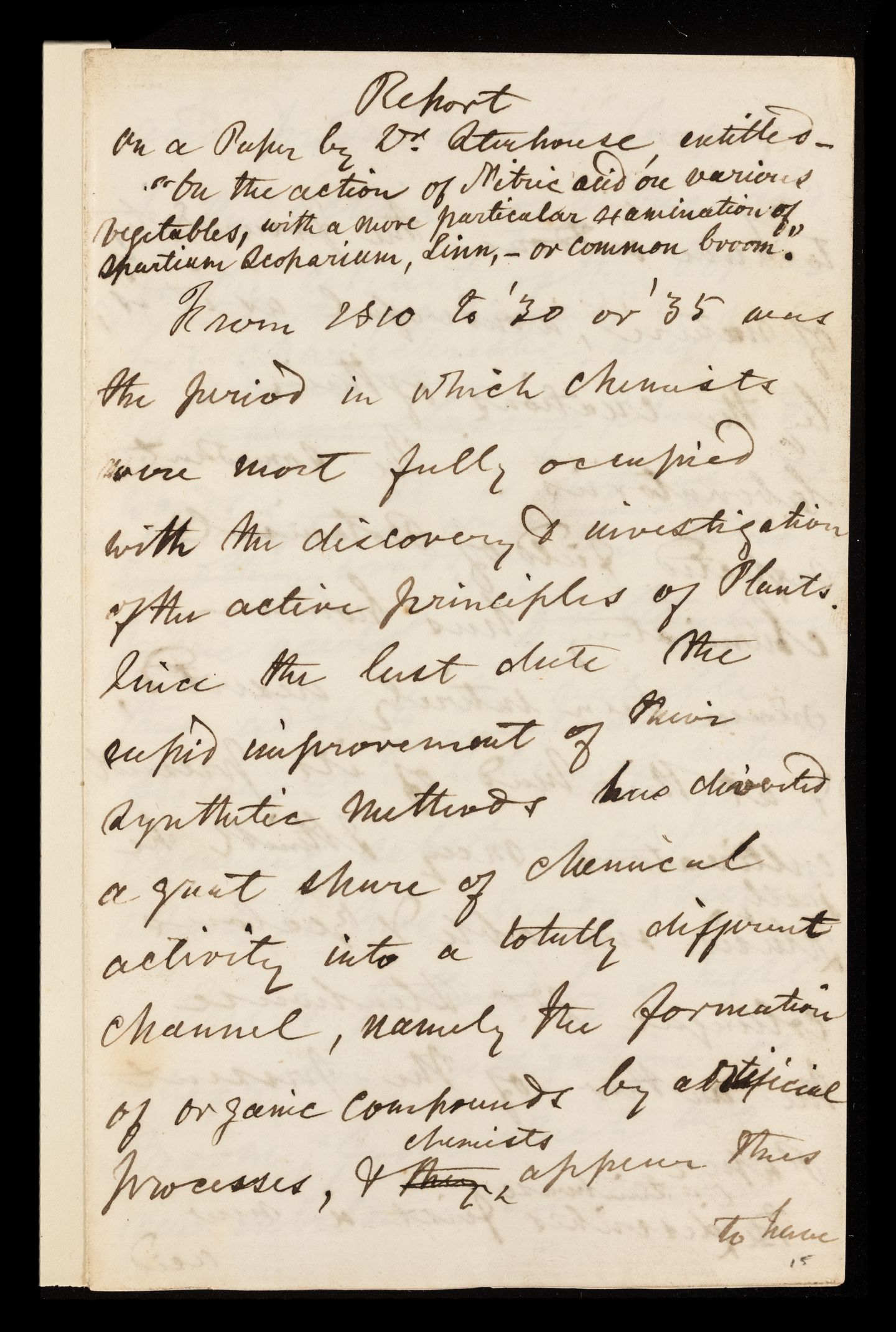 Referee's report by Thomas Graham, on a paper 'On the action of nitric ...