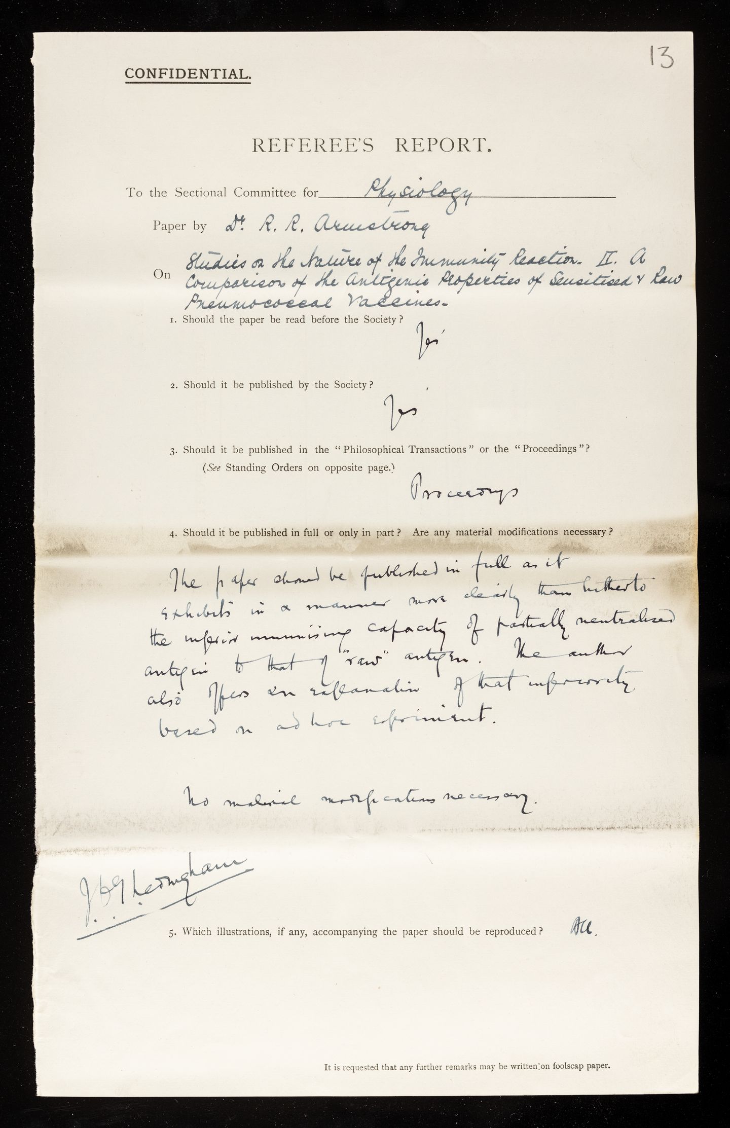 Referee's report by John Charles Grant Ledingham, on a paper 'Studies ...