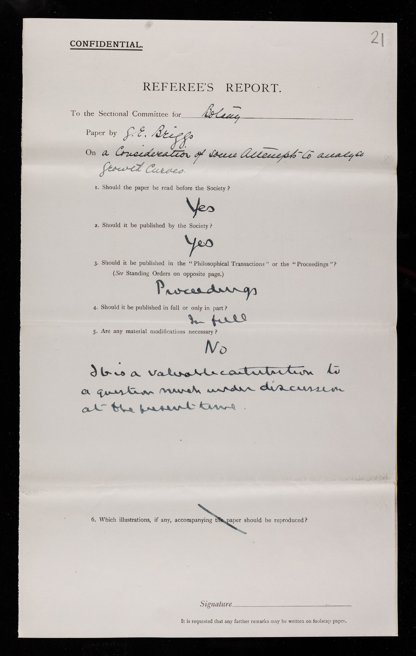Referee's report by Vernon Herbert Blackman, on a paper 'A consideration of some attempts to ...