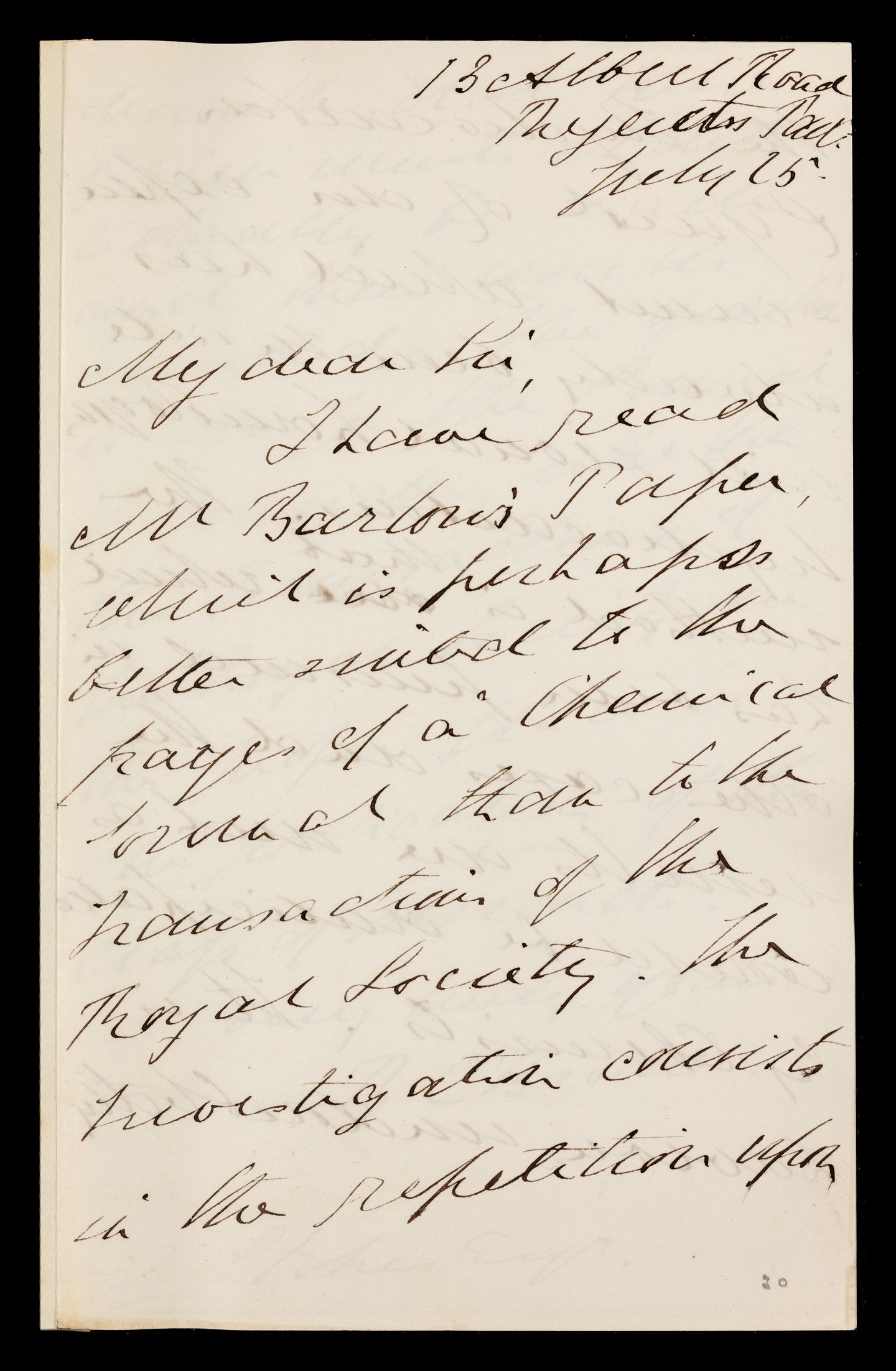 Referee's report by Benjamin Collings Brodie, on a paper 'On the ...