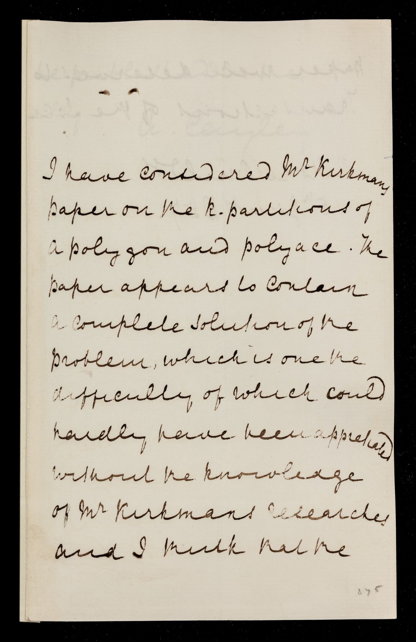 Referees Report By Arthur Cayley On A Paper On The K Partitions Of The R Gon And R Ace By
