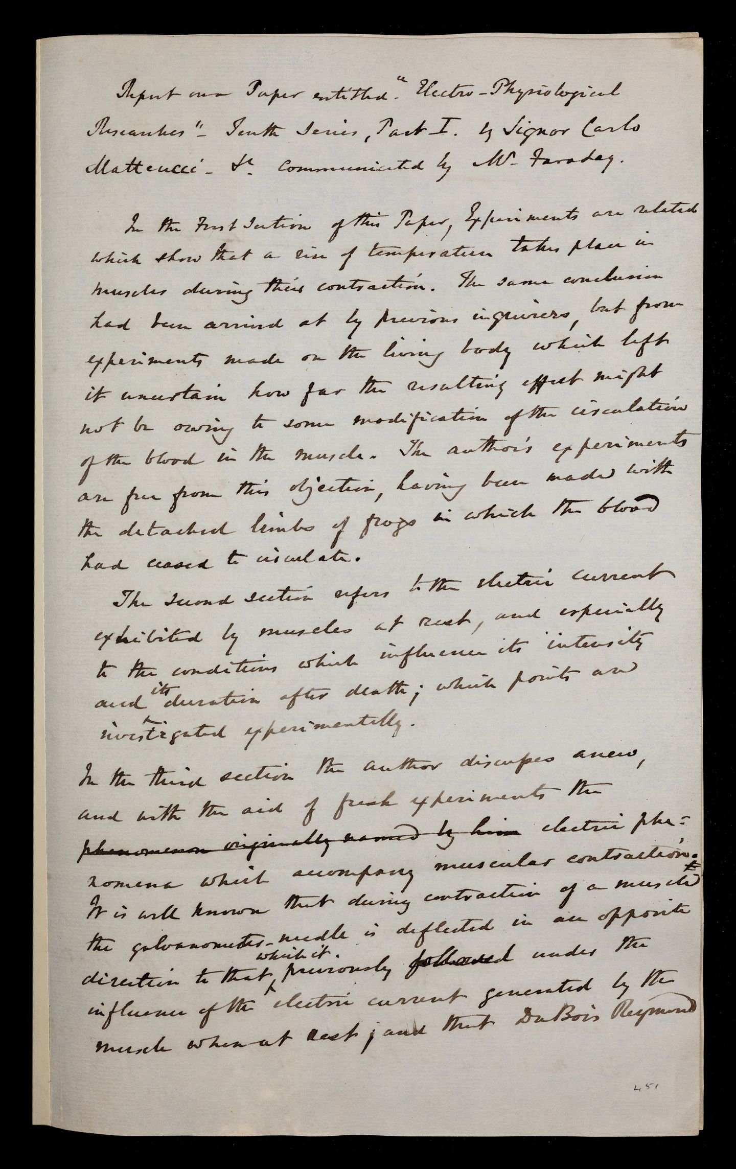 Referee's report by William Sharpey, on a paper 'Electro-physiological ...