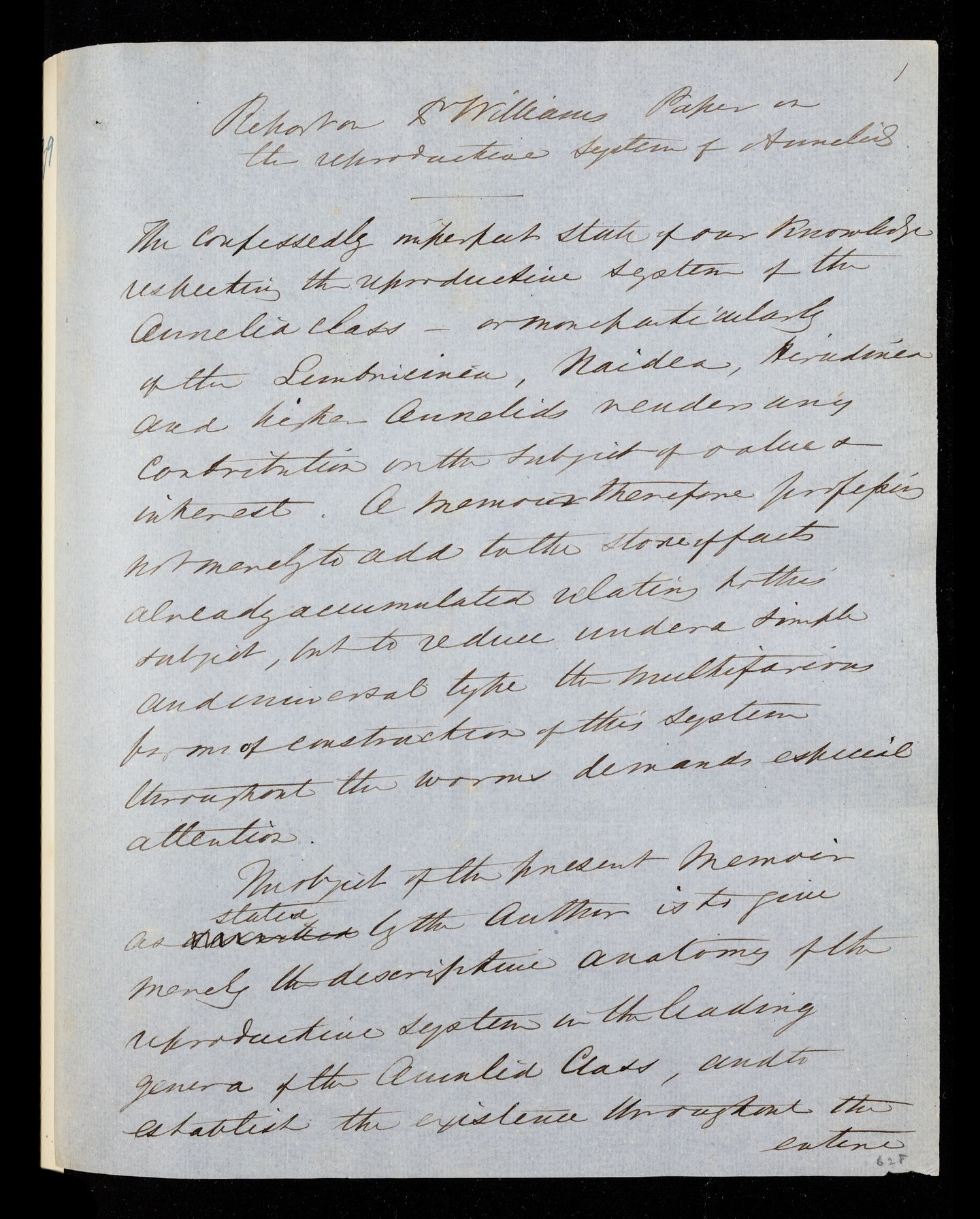 Referee's report by George Busk, on a paper 'Researches on the ...