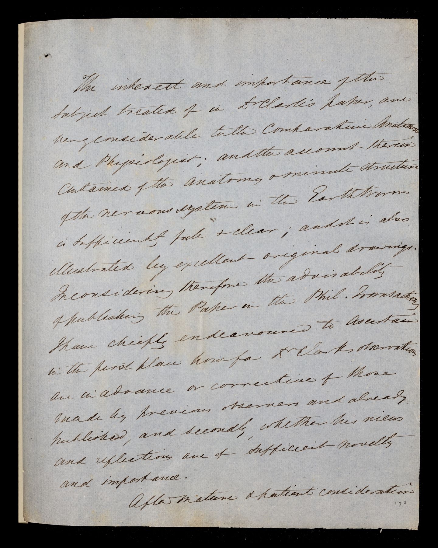 Referee's report by George Busk, on a paper 'On the nervous system of ...