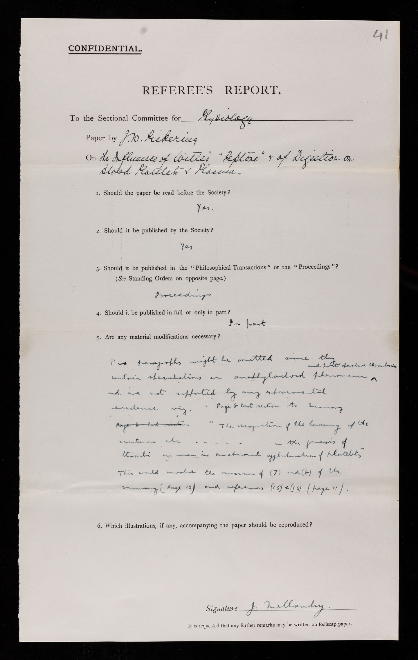 Referee's report by John Mellanby, on a paper 'The influence of Witte's ...