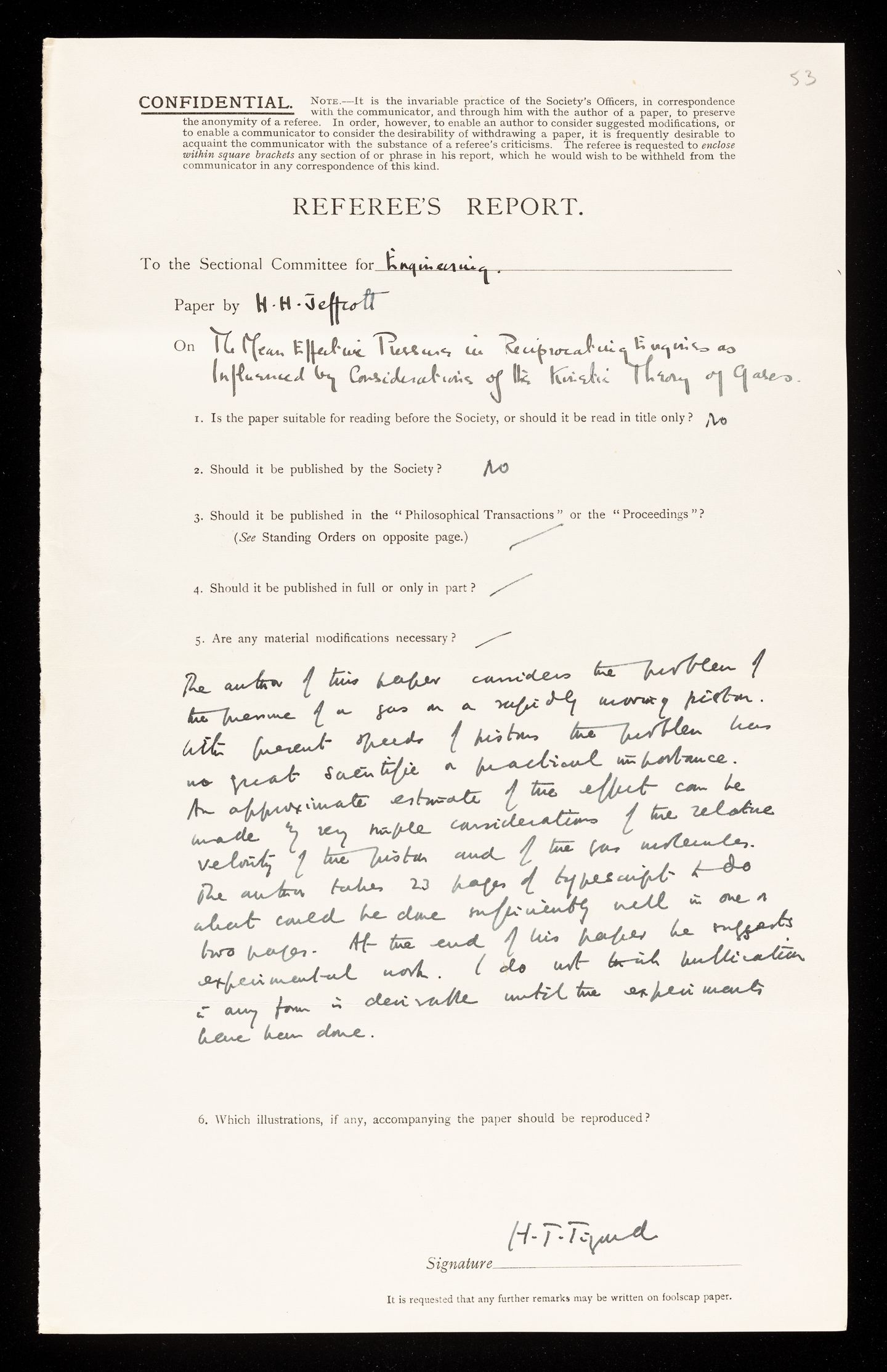 Referee's report by Henry Thomas Tizard, on a paper 'The mean effective ...