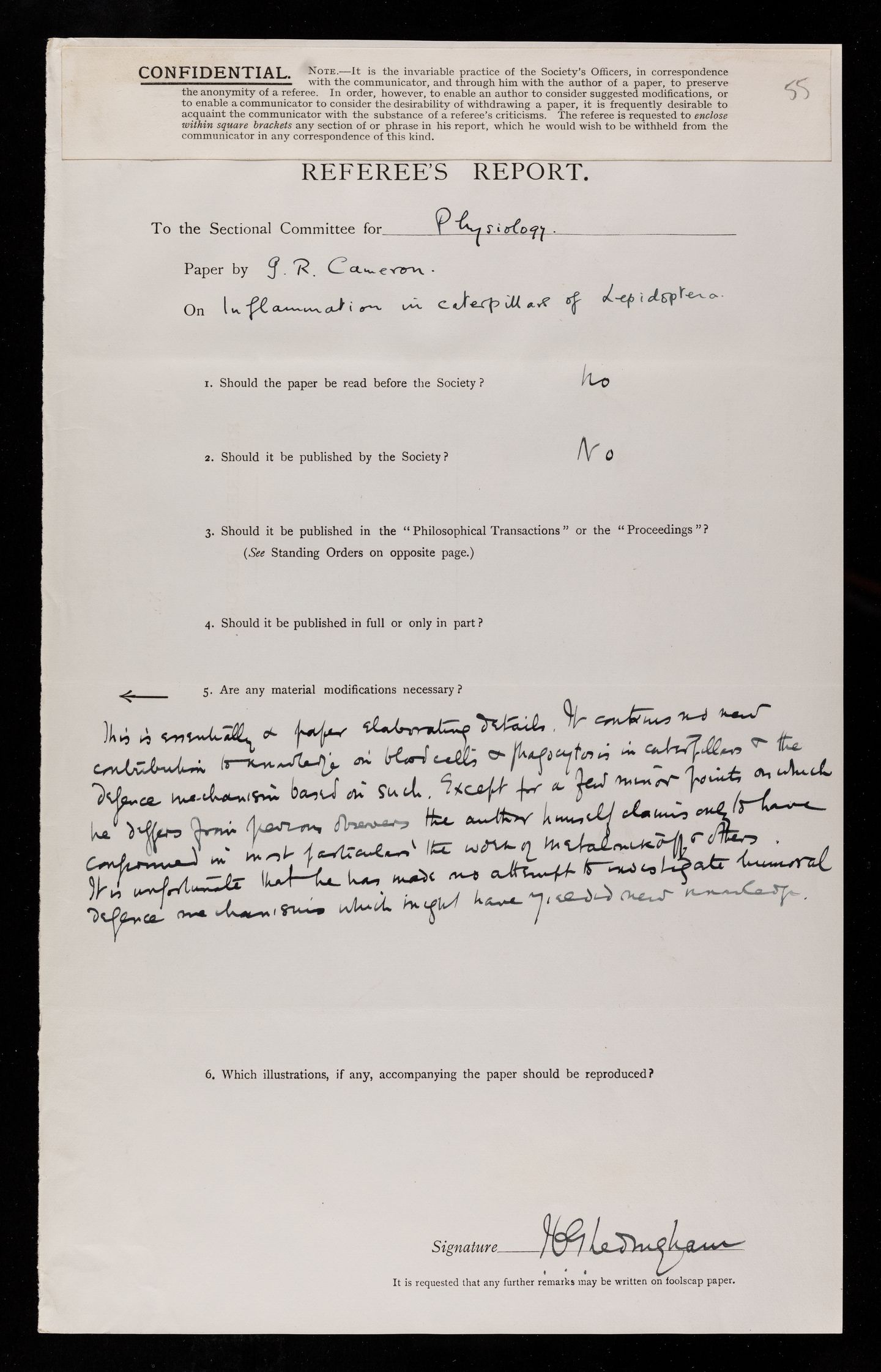 Referee's report by John Charles Grant Ledingham, on a paper ...