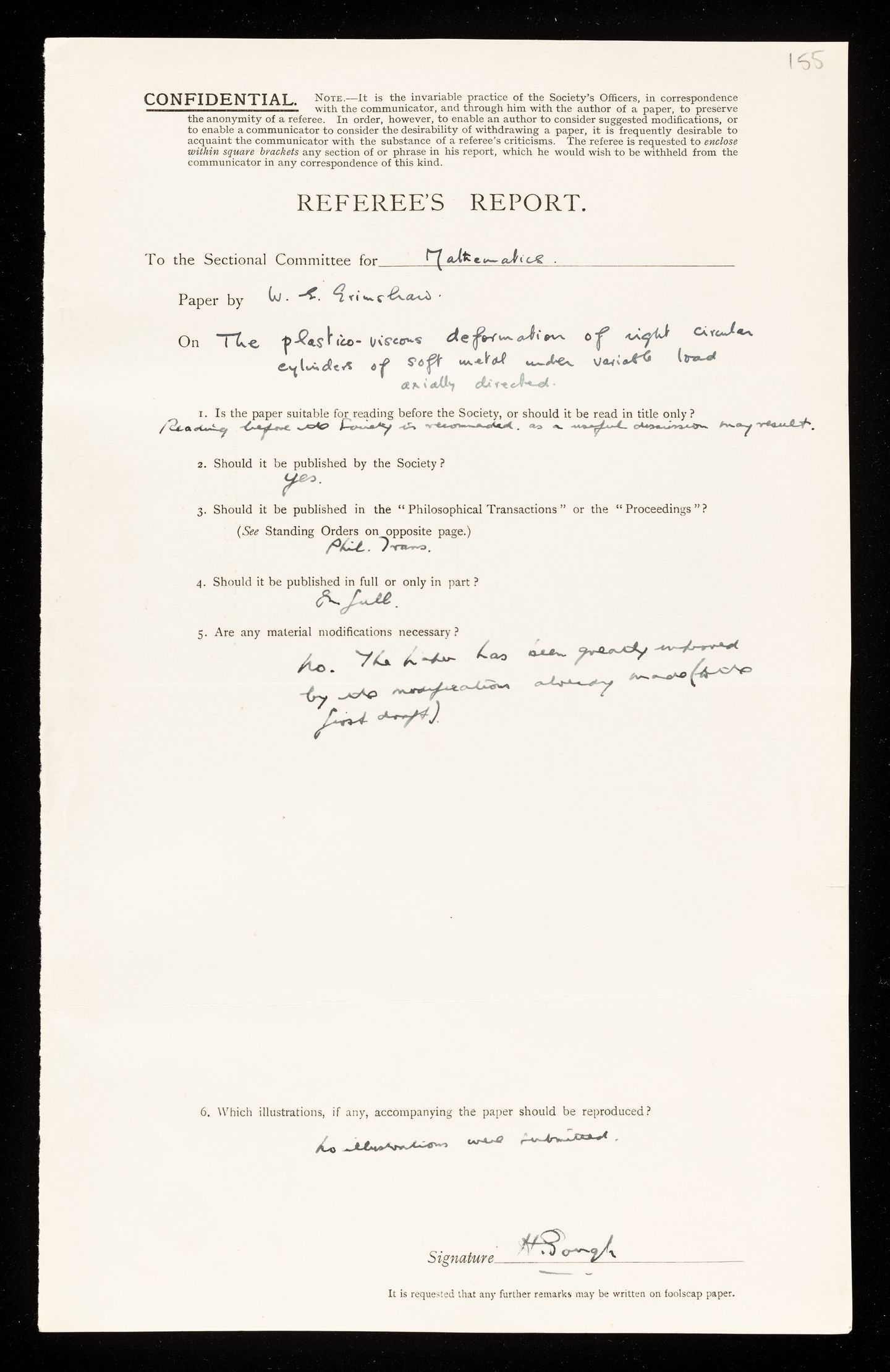 Second referee's report by Herbert John Gough, on a paper 'The plastico ...