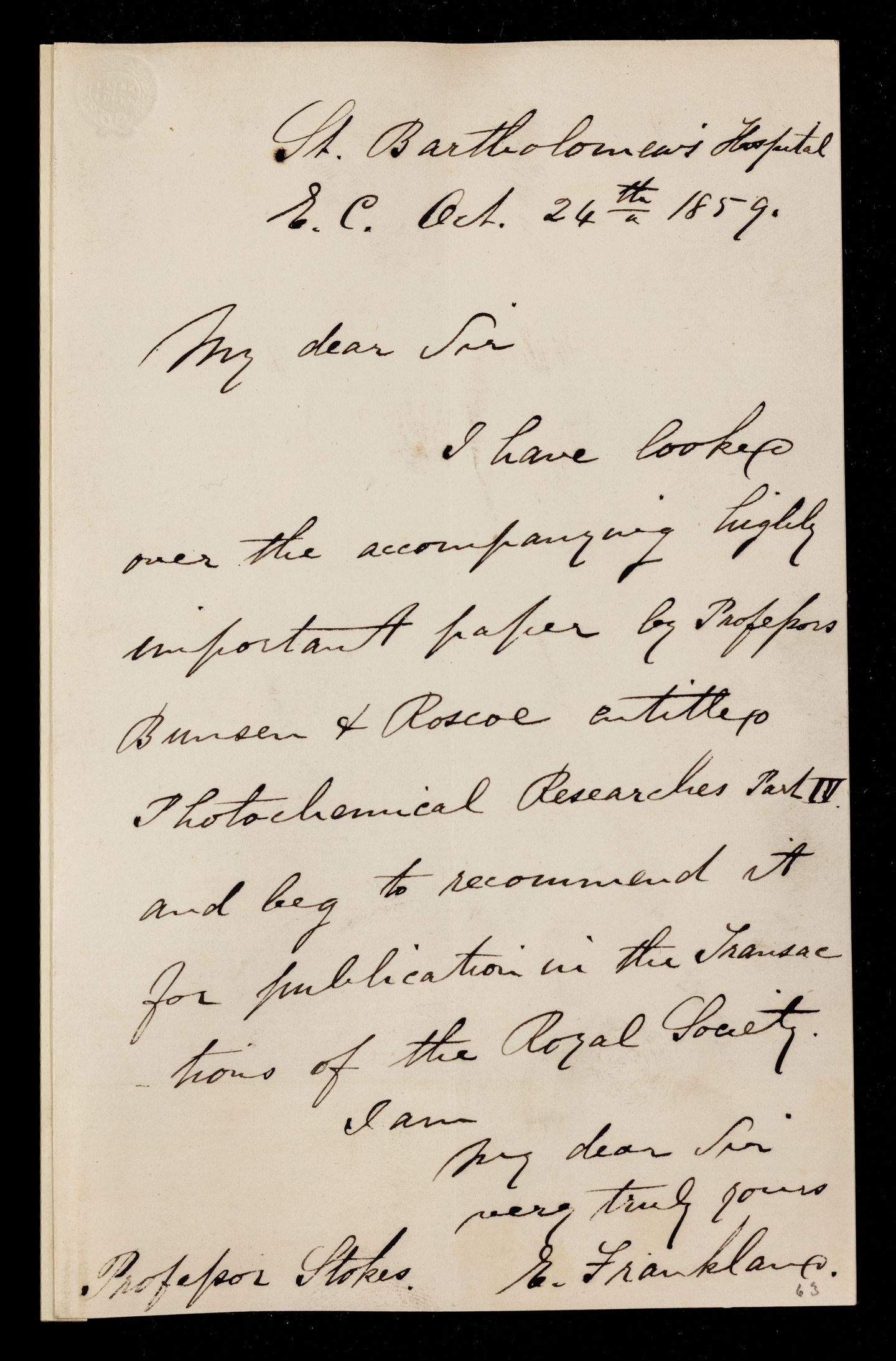 Referee's report by Edward Frankland, on a paper 'Photo-chemical ...