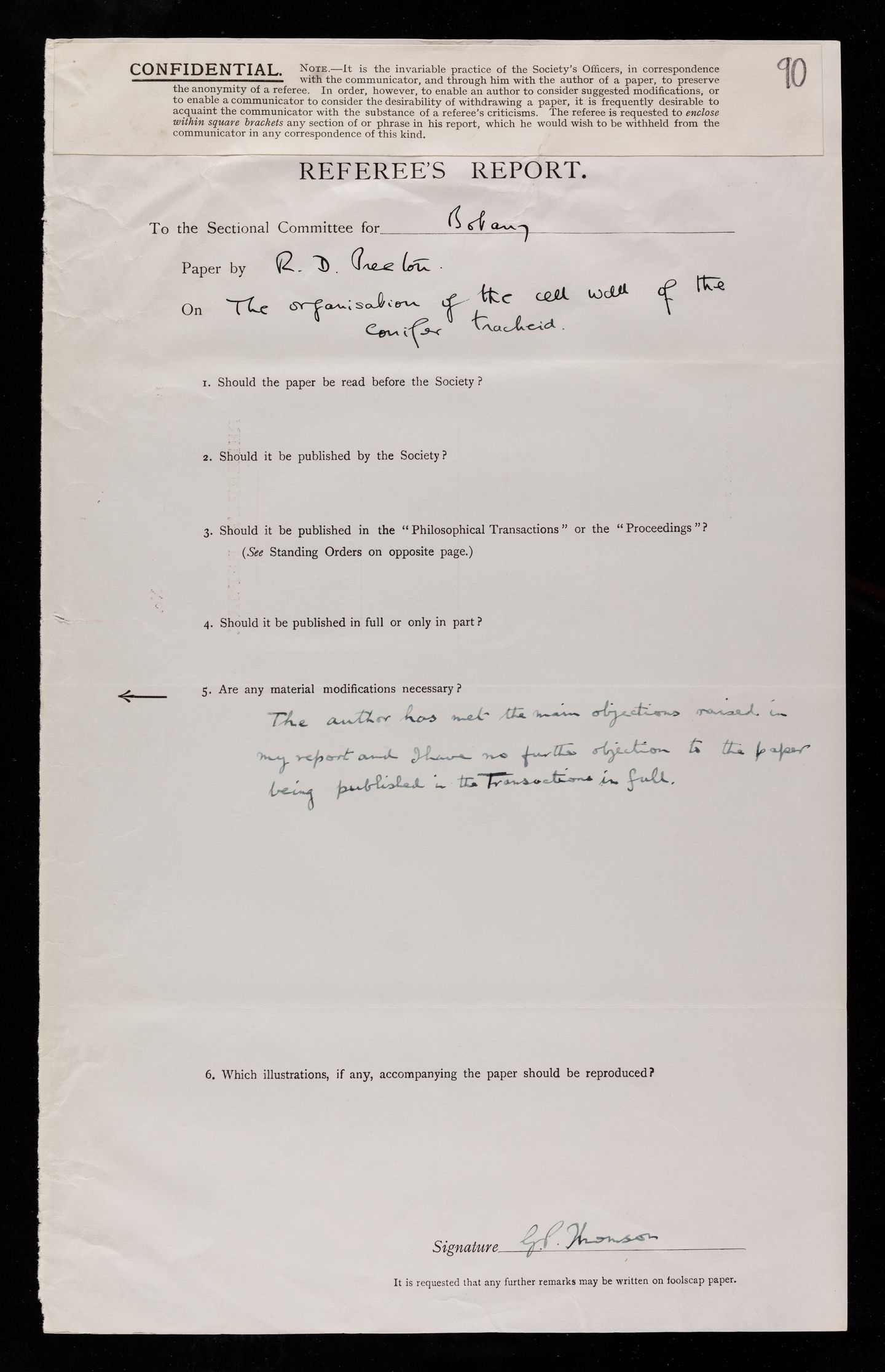 Second referee's report by George Paget Thomson, on a paper 'The ...