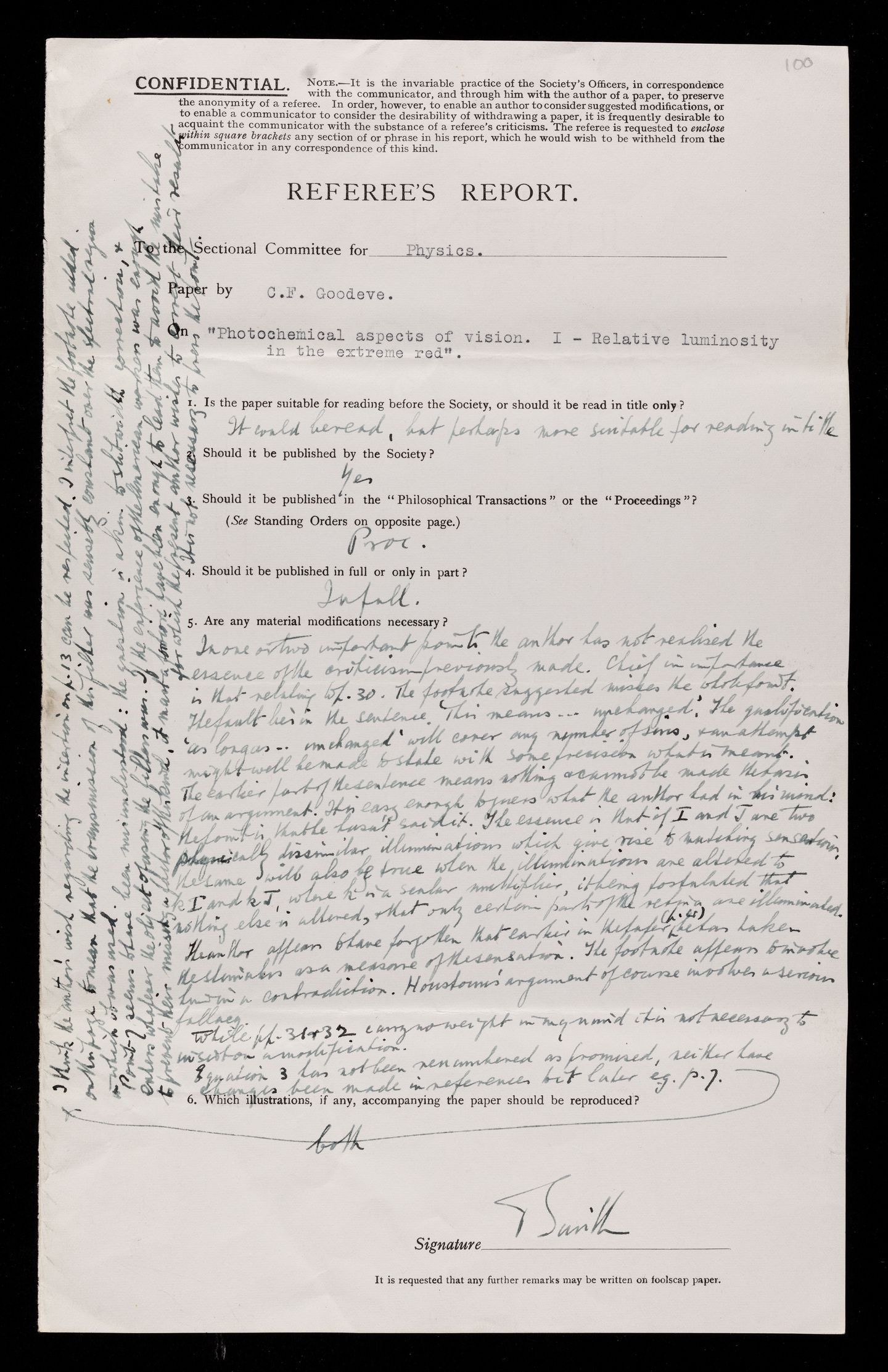 Second referee's report by Thomas Smith, on a paper 'Relative luminosity in the extreme red' by ...