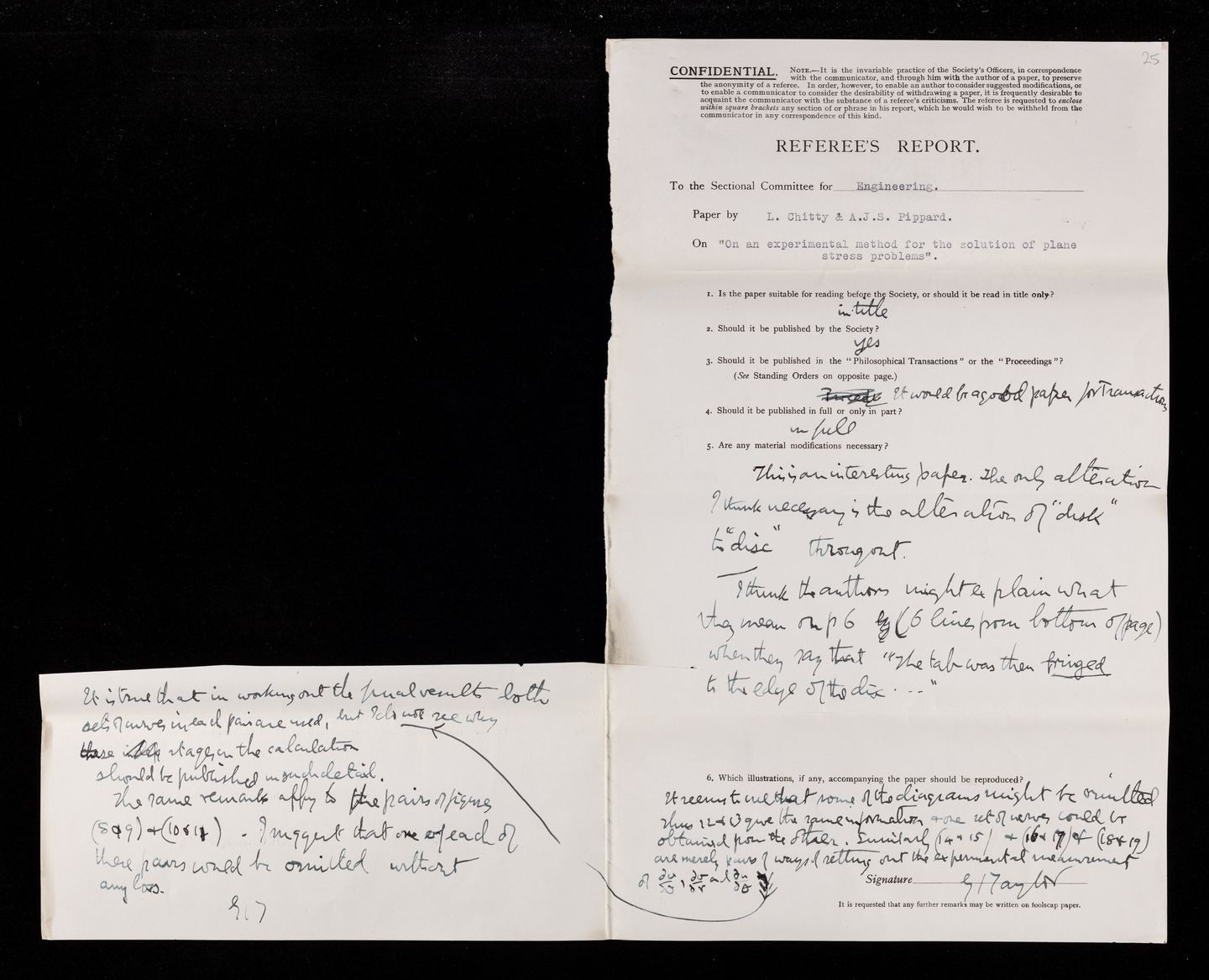 Referee's report by Geoffrey Ingram Taylor, on a paper 'On an ...