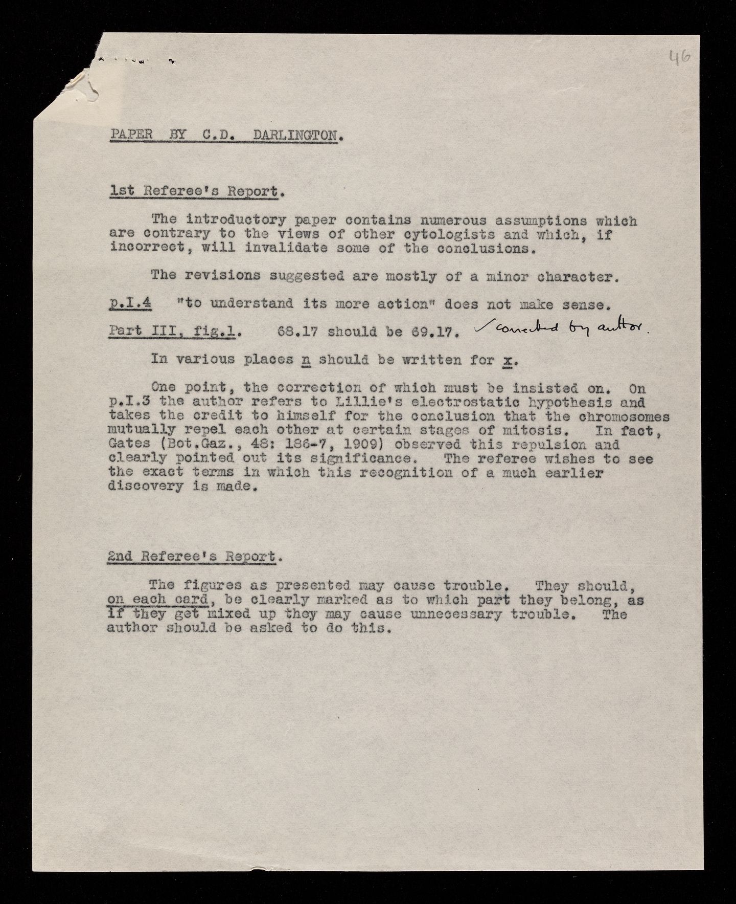 Referee's reports combined remarks, on five papers 'The external ...