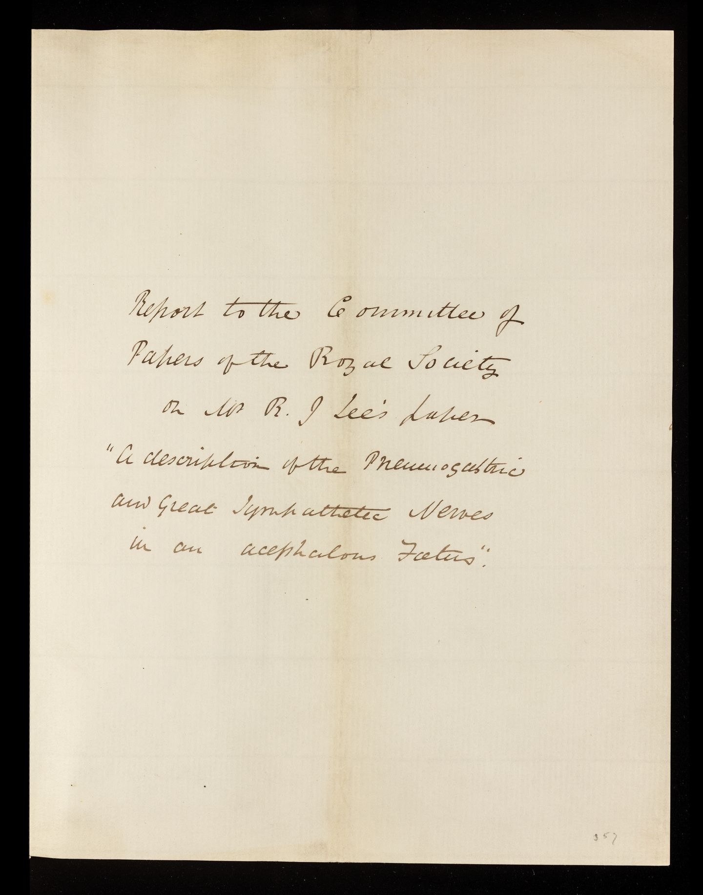 Referee's report by William Scovell Savory, on a paper 'A description ...