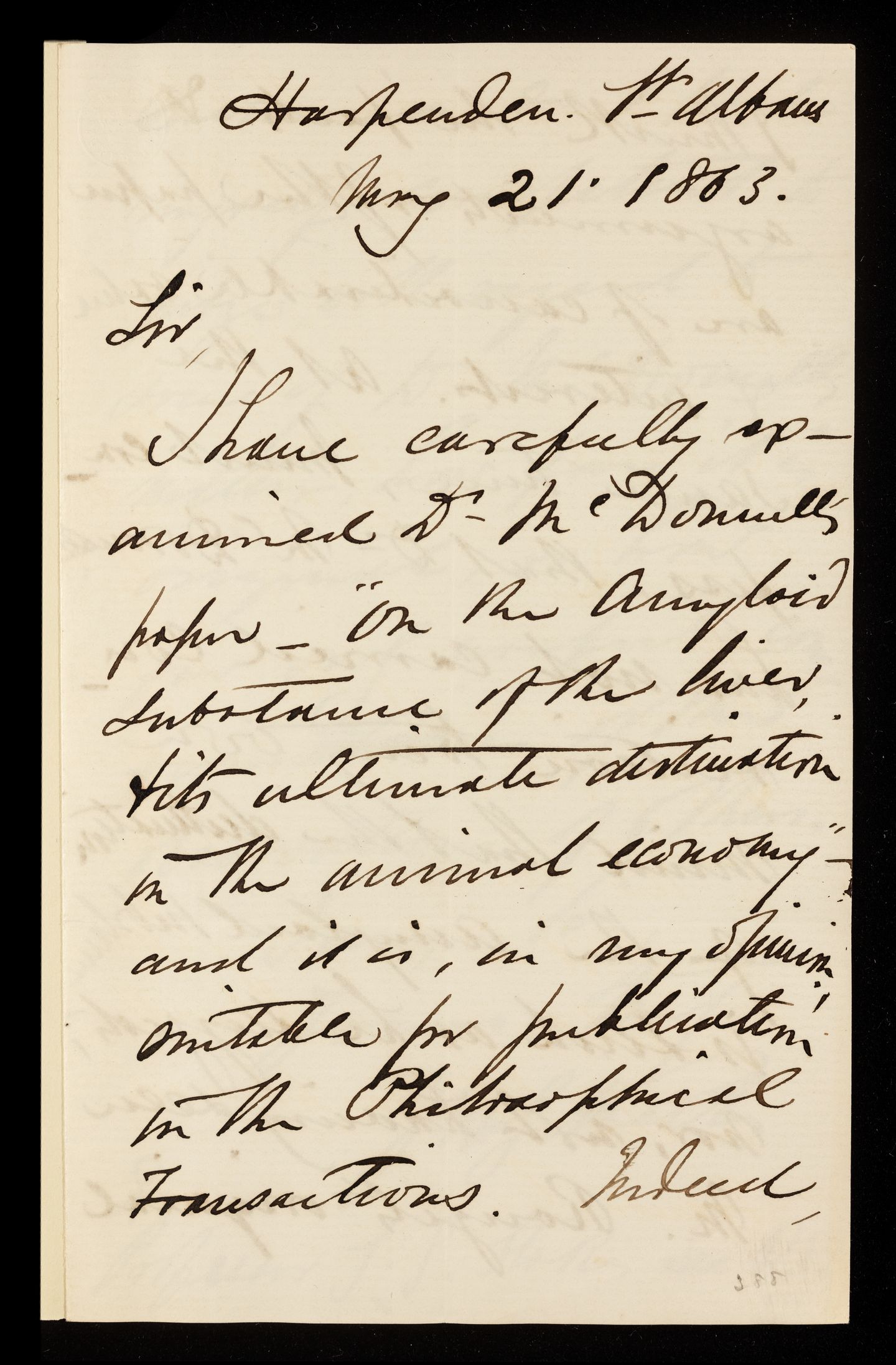 Referee's report by Joseph Henry Gilbert, on a paper 'On the amyloid ...