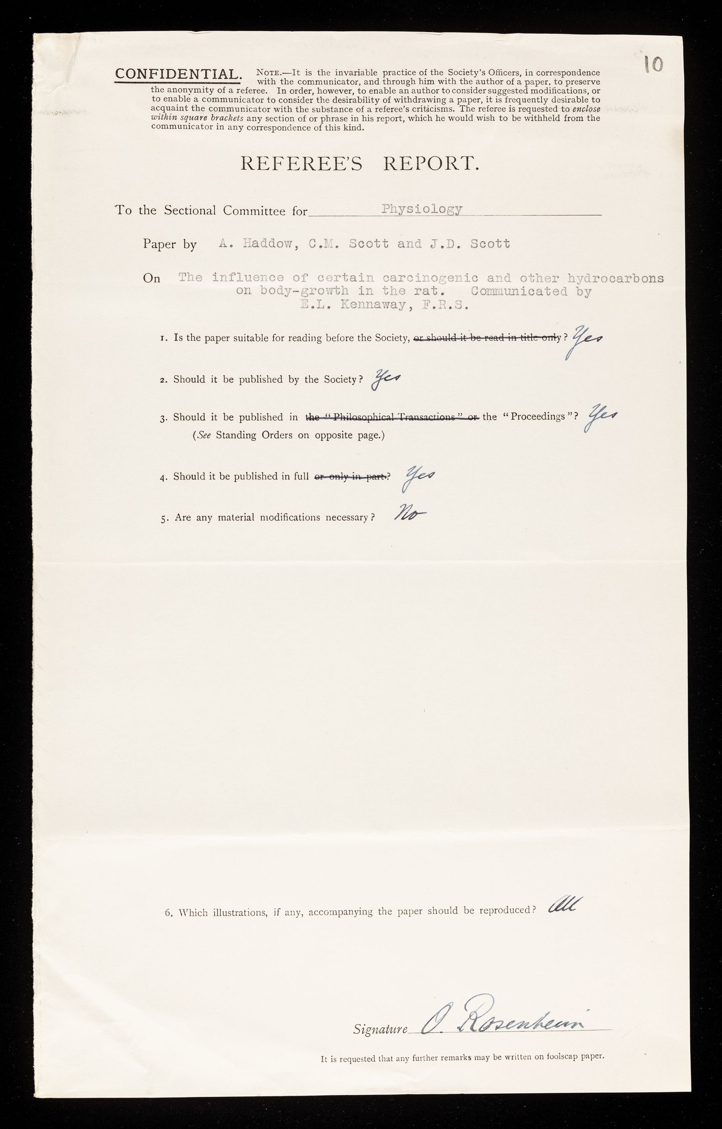 Referee's report by Otto Rosenheim, on a paper 'The influence of ...