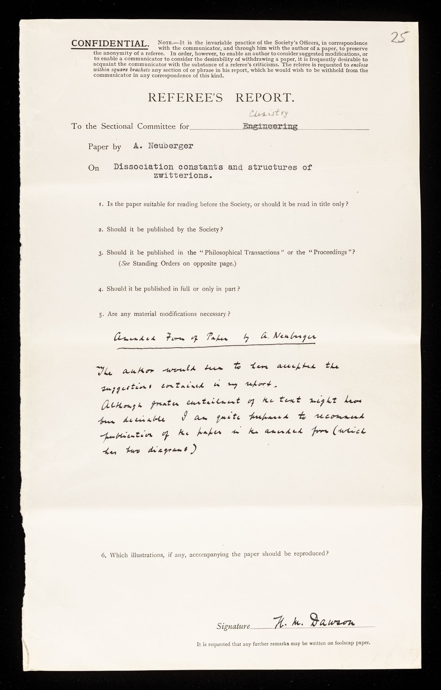 Second referee's report by Harry Medforth Dawson, on a paper ...