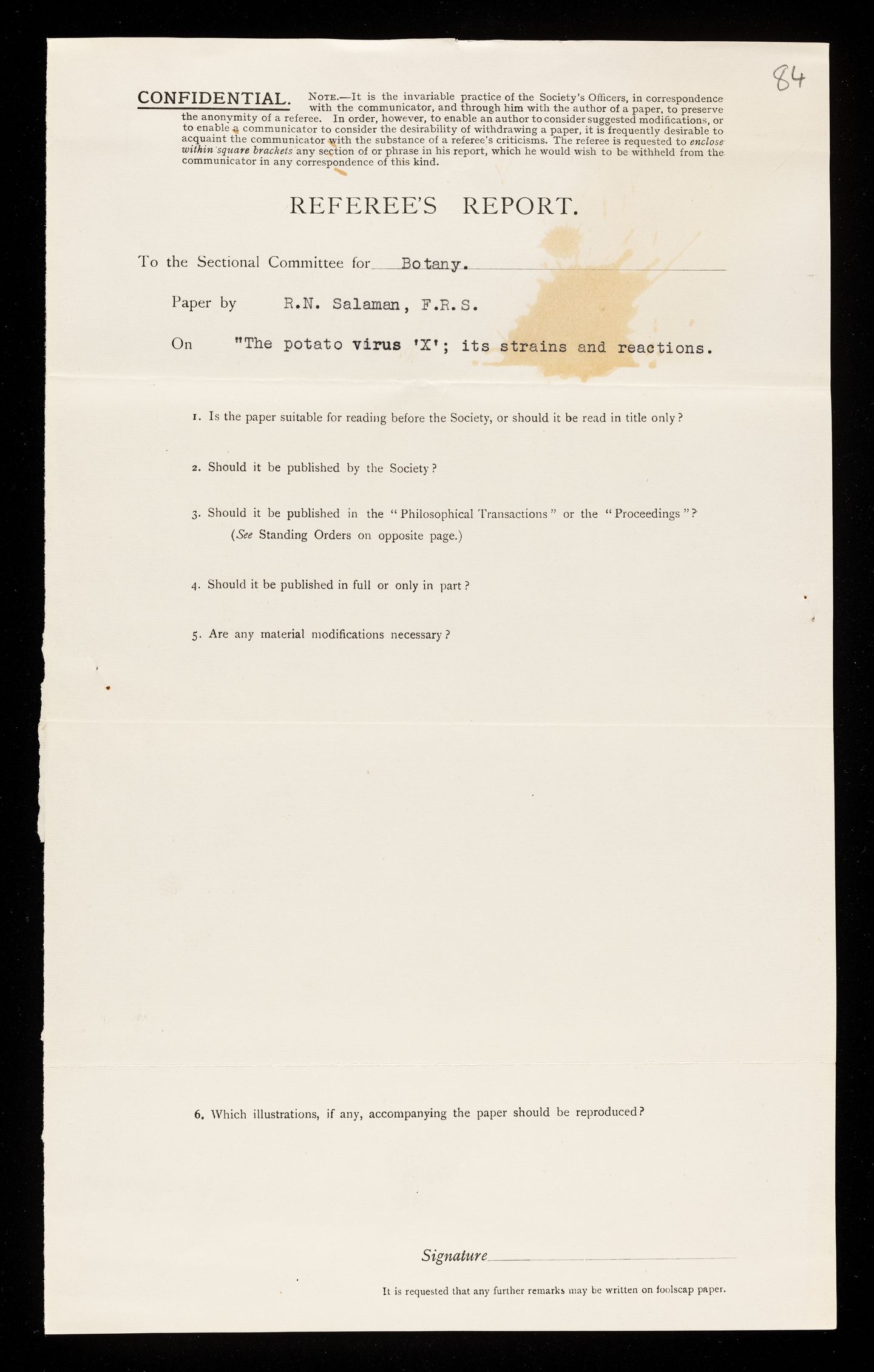 Referee's report by John Charles Grant Ledingham, on a paper 'The ...