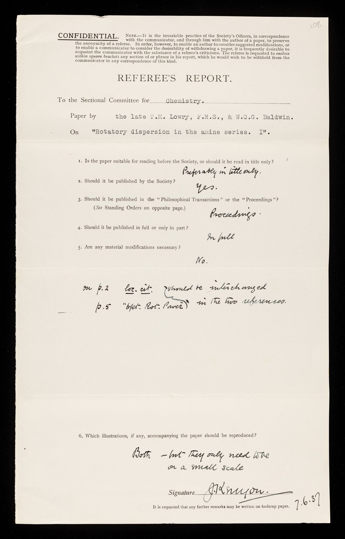 Referee's report by Joseph Kenyon, on a paper 'Rotatory dispersion in ...