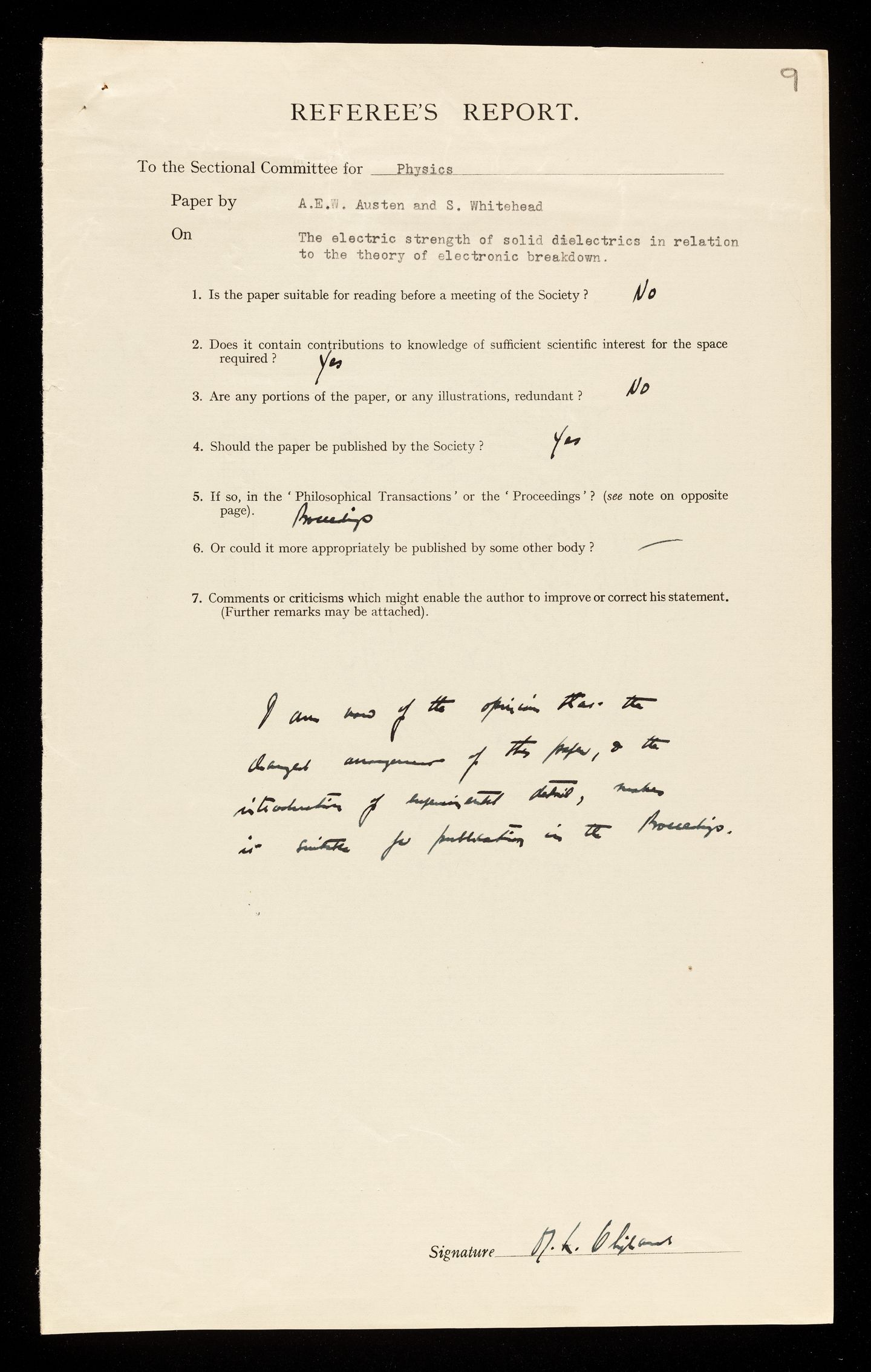 Second referee's report by Marcus Laurence Elwin Oliphant, on a paper ...