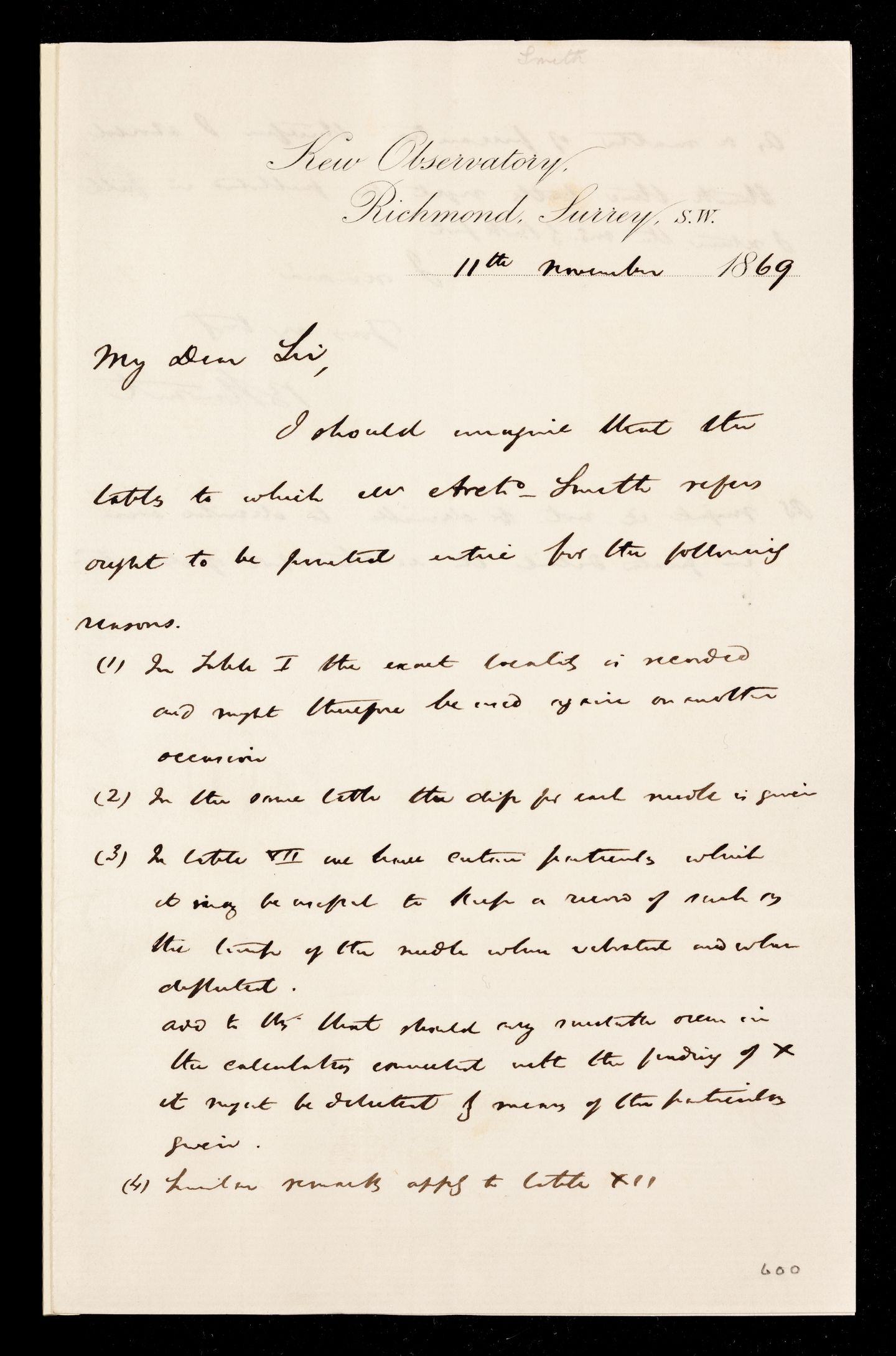 Letter from Balfour Stewart, on a paper [attributed] 'On the causes of ...