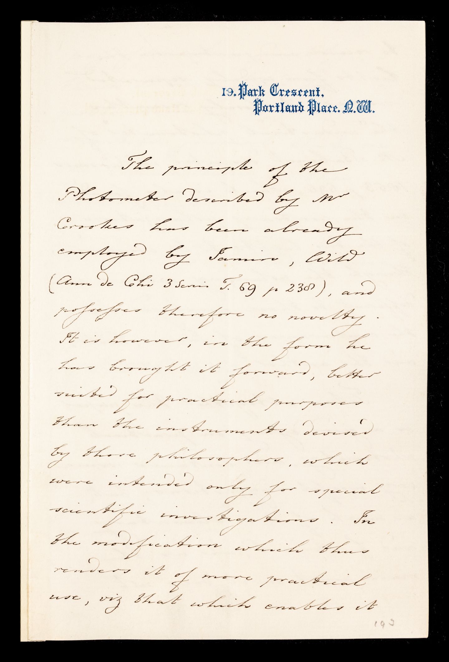 Referee's report by Charles Wheatstone, on a paper 'On the principle of ...