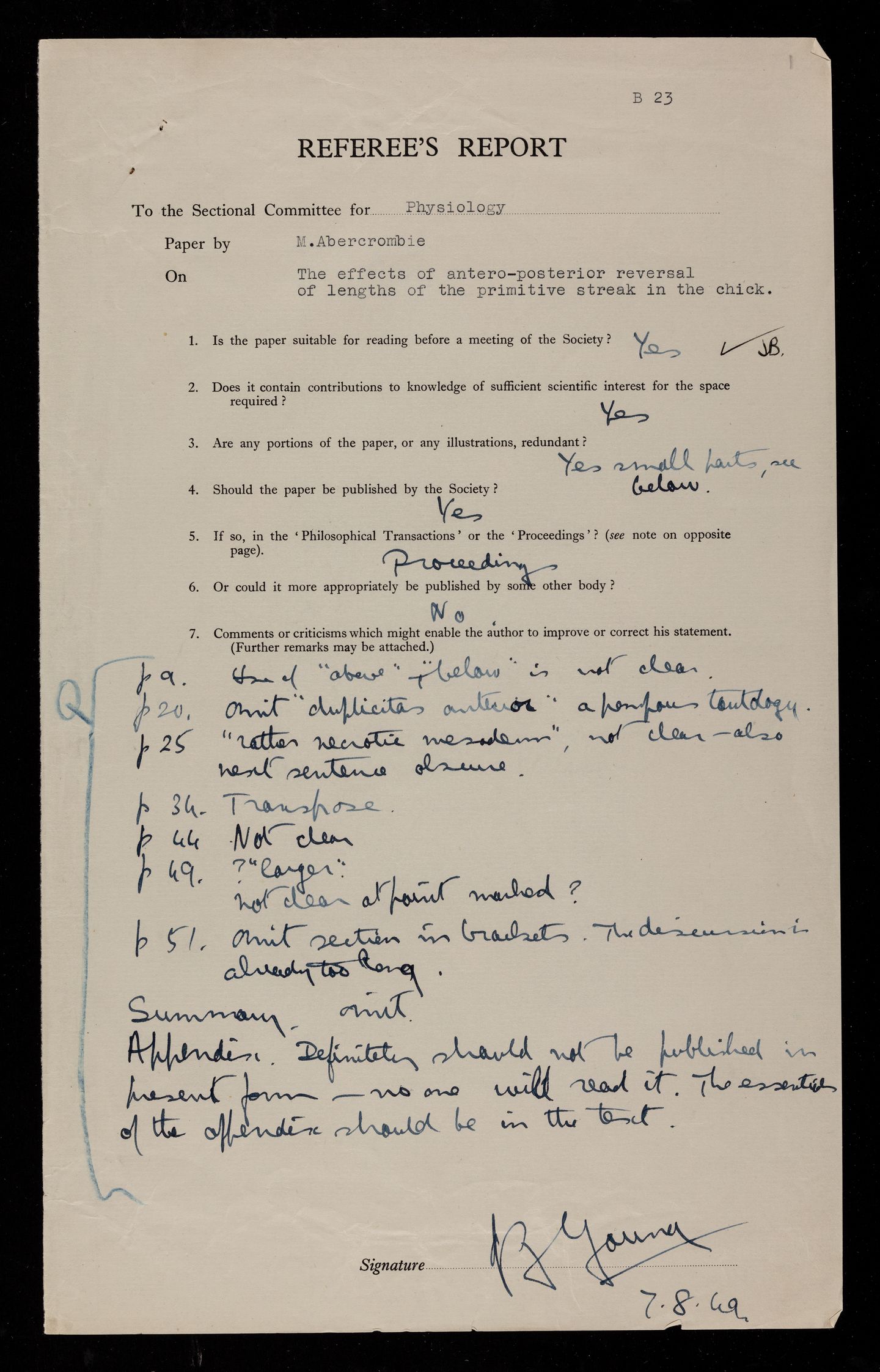 Referee's report by John Zachary Young, on a paper 'The effects of ...