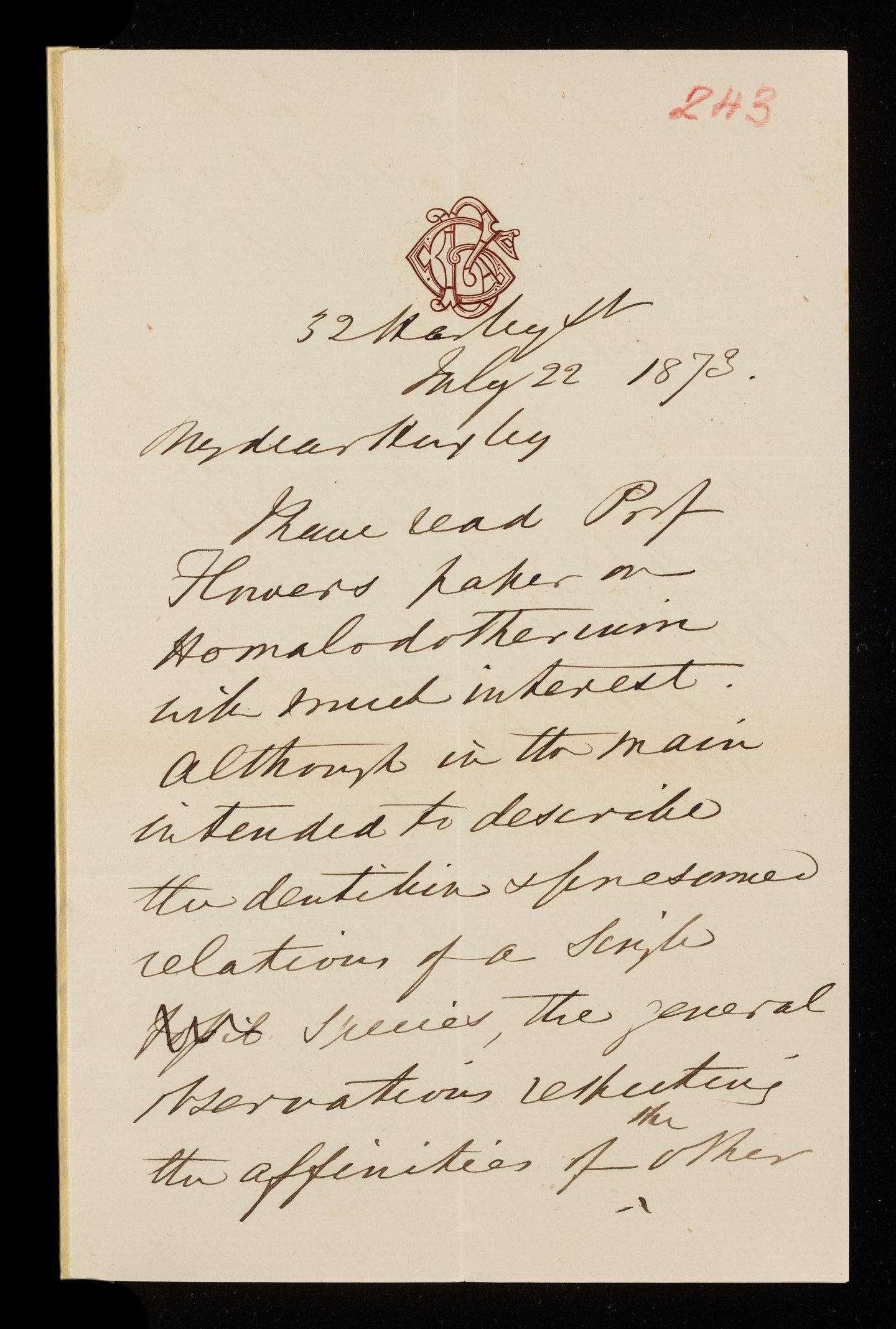 Referee's report by George Busk, on a paper 'On a newly discovered ...