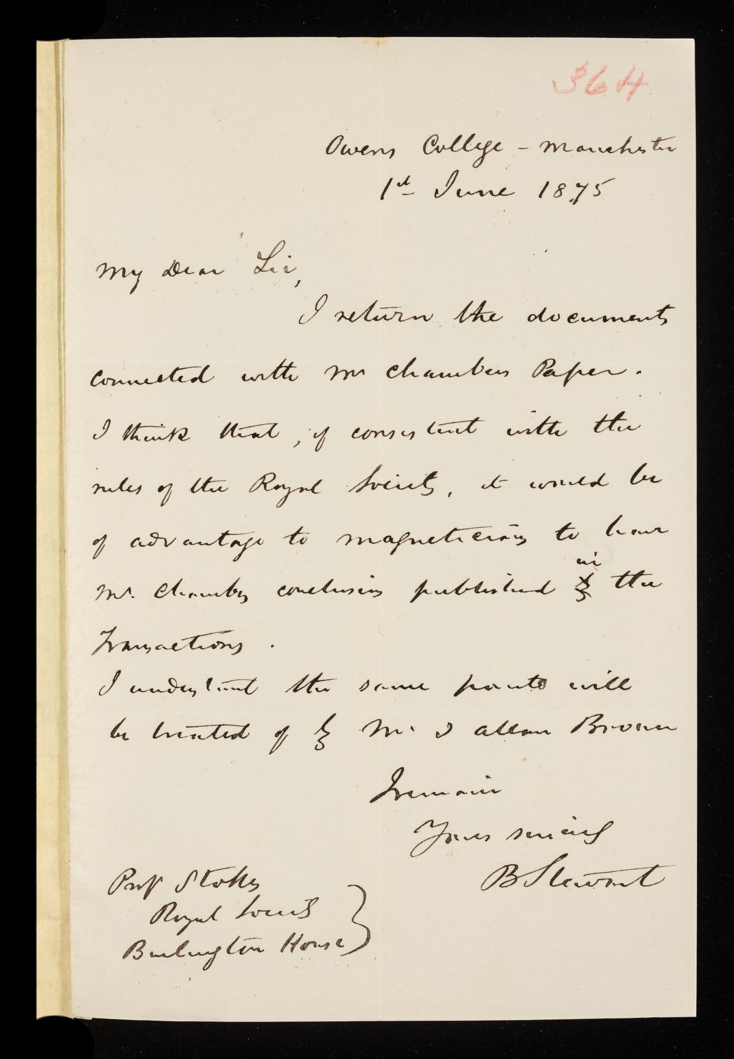 Referee's report by Balfour Stewart, on a paper 'The absolute direction ...