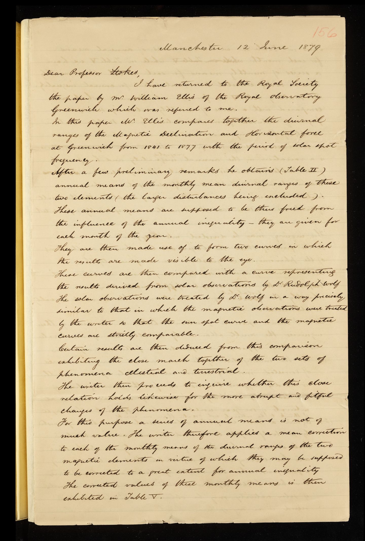 Referee's report by Balfour Stewart, on a paper 'On the relation ...