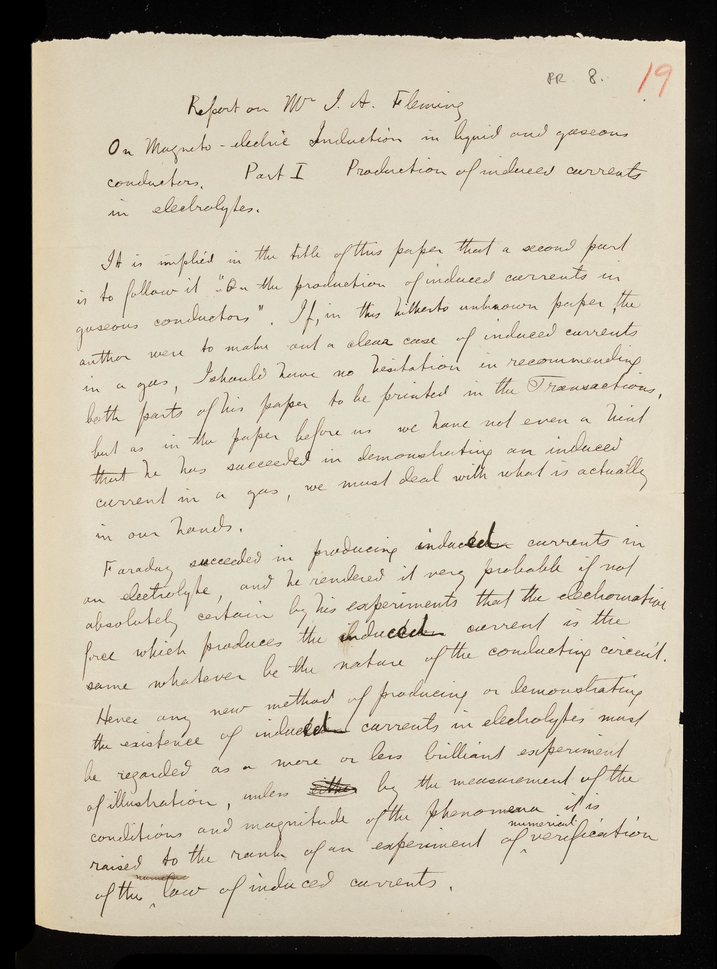 Referee's report by James Clerk Maxwell, on a paper 'On magneto ...