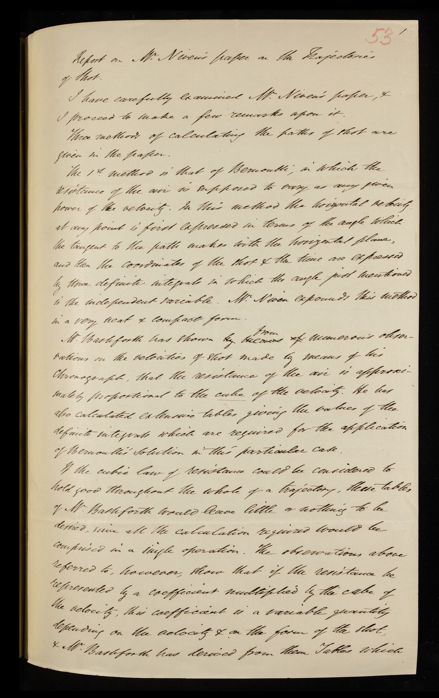 Referee's report by John Couch Adams, on a paper 'On the calculation of ...