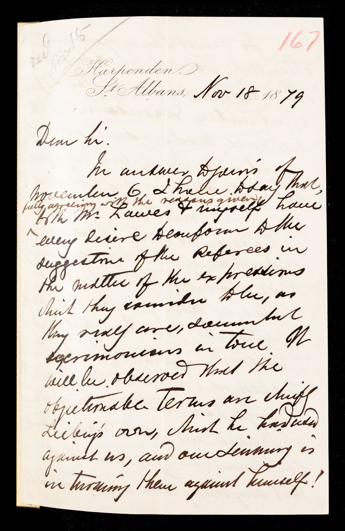 Letter from Joseph Henry Gilbert, to George Gabriel Stokes, regarding a ...
