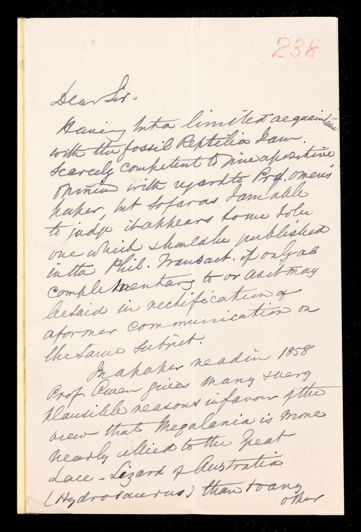 Referee's report by George Busk, on a paper 'Description of some ...