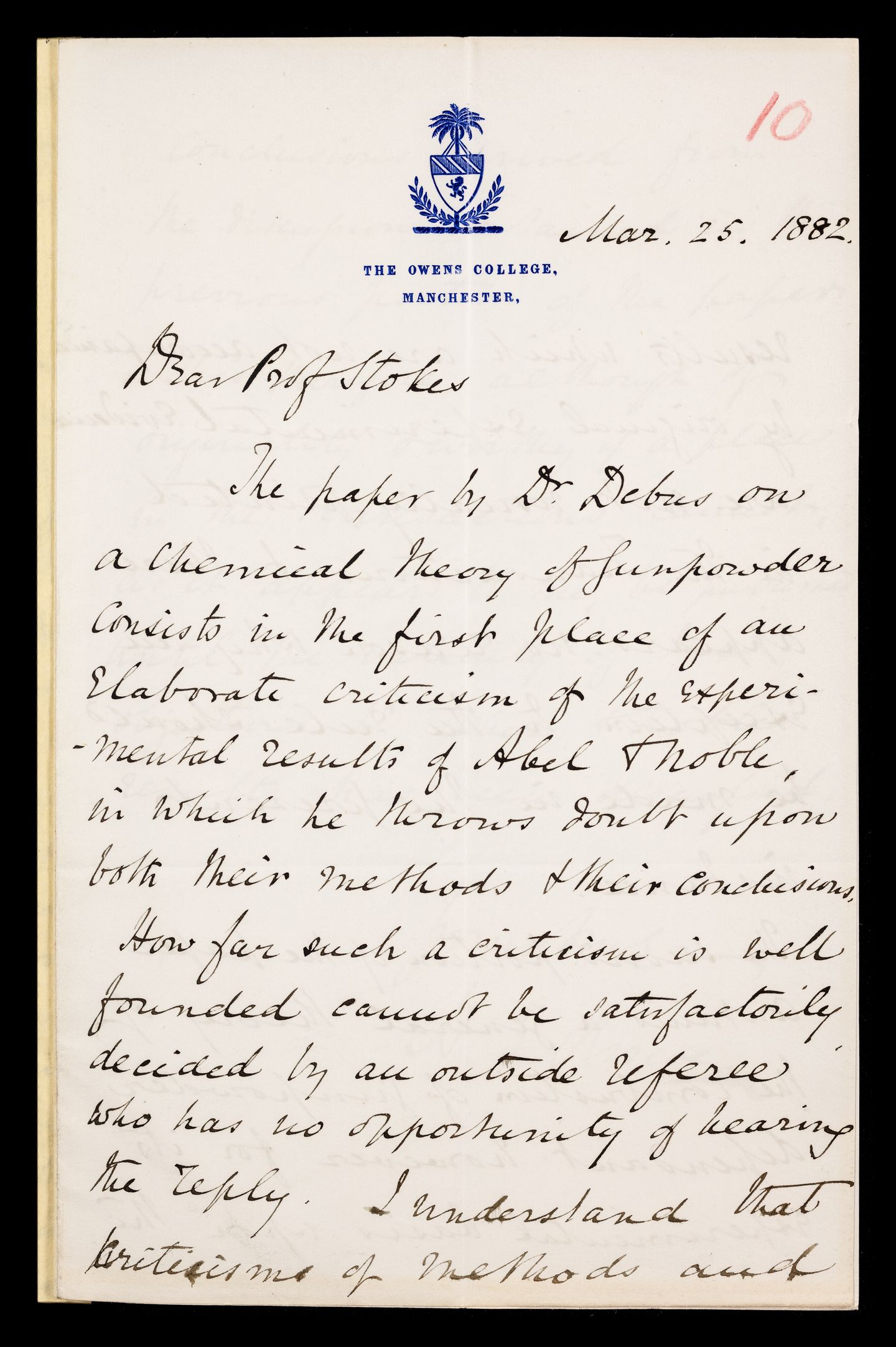 Referee's report by Henry Enfield Roscoe, on a paper 'Chemical theory ...