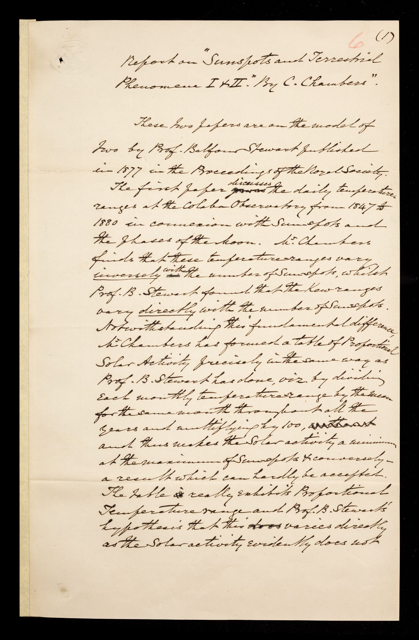 Referee's report by William Henry Mahoney Christie, on a paper 'Sun ...