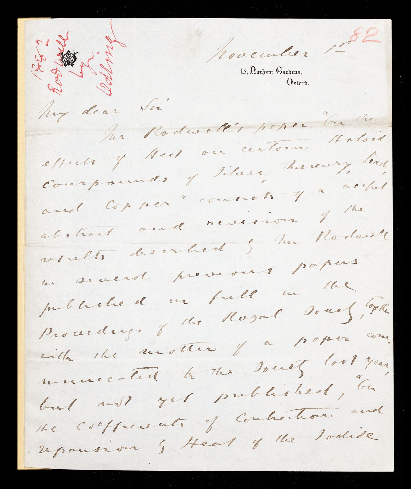 Referee's report by William Odling, on a paper 'On the effects of heat ...