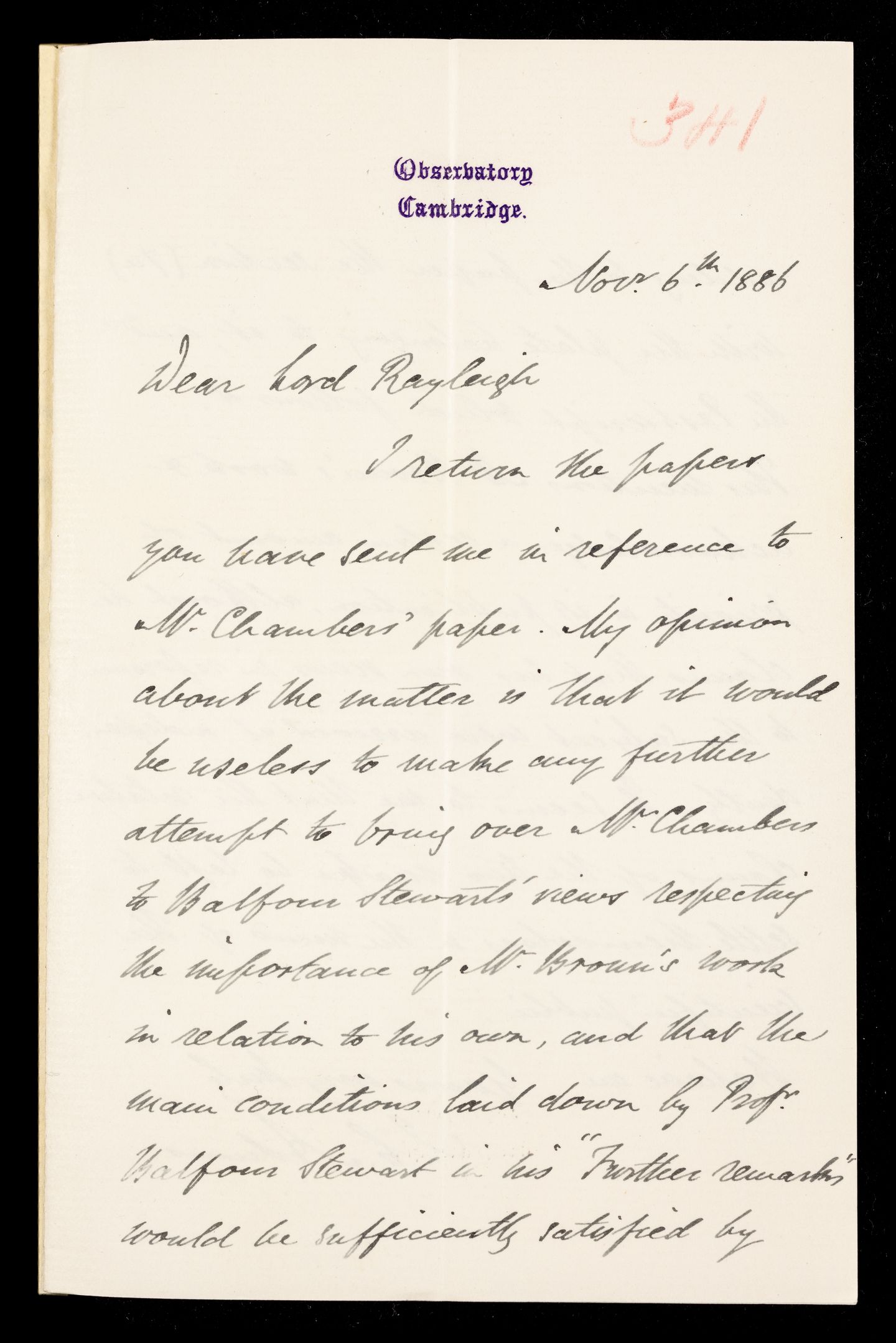 Letter from John Couch Adams, on a paper 'On the luni-solar variations ...