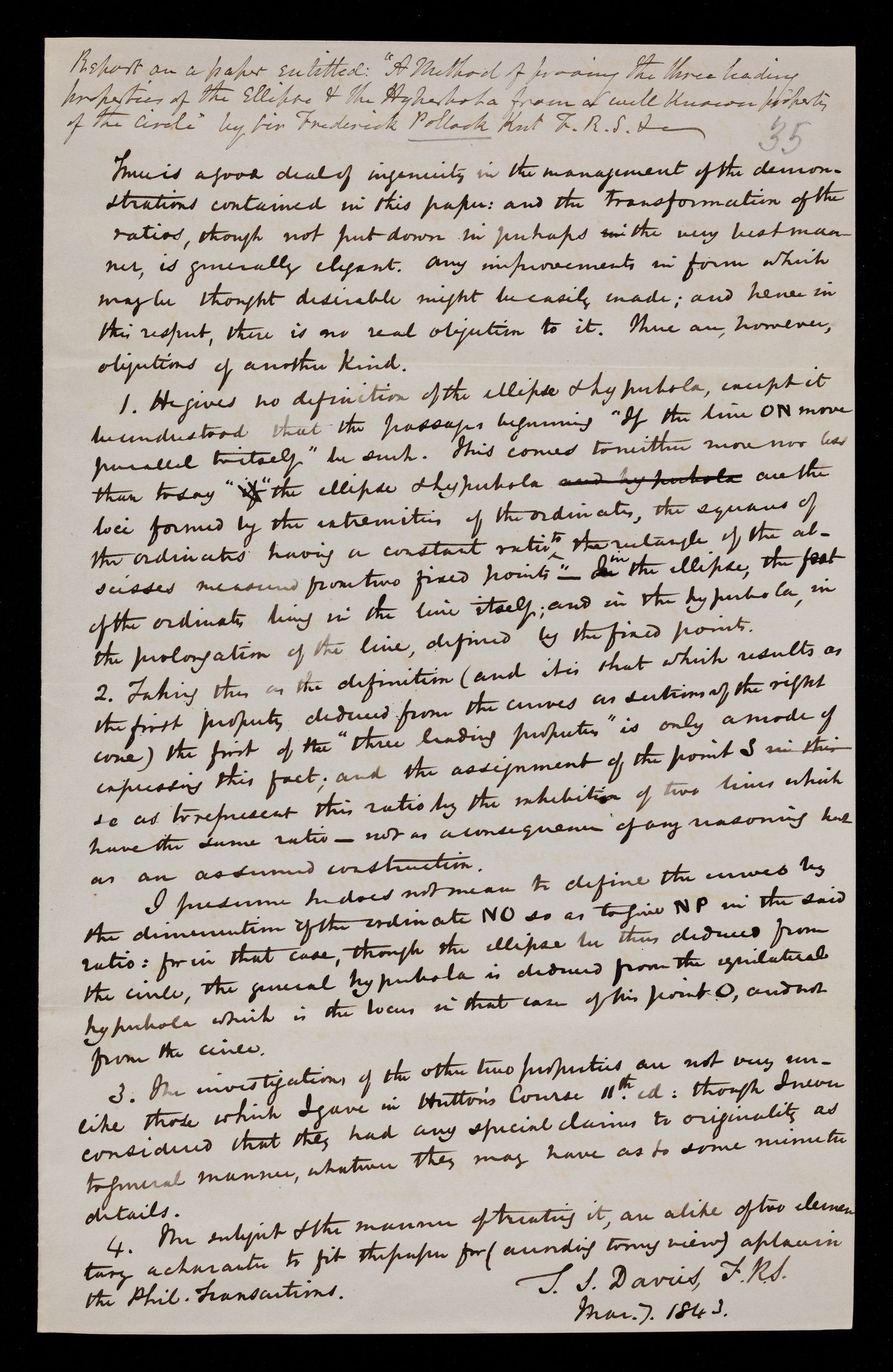 Referee's report by Thomas Stephens Davies, on a paper 'A method of ...