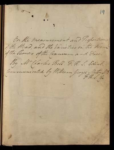 Charles Bell | The Royal Society: Science in the Making