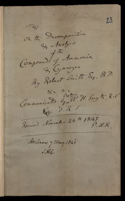 Robert Angus Smith | The Royal Society: Science in the Making