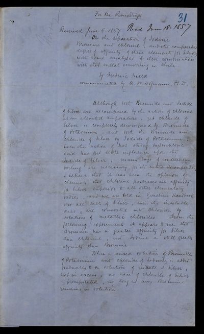 Frederick Field | The Royal Society: Science in the Making