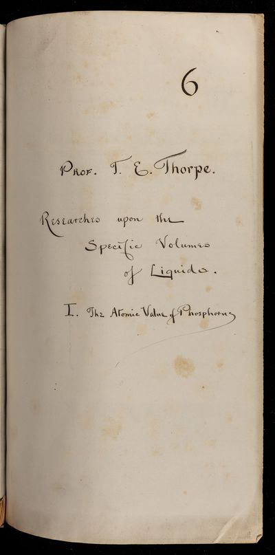 Thomas Edward Thorpe | The Royal Society: Science in the Making