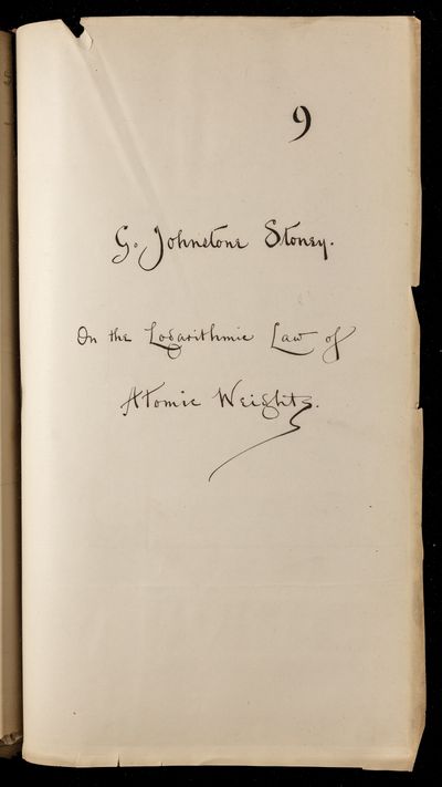 George Johnstone Stoney | The Royal Society: Science in the Making
