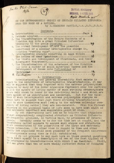 Henry Charlton Bastian | The Royal Society: Science in the Making