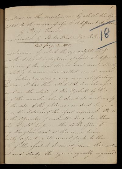 Benjamin Travers | The Royal Society: Science in the Making