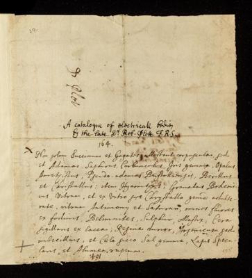 'A Catalogue of Electricall Bodies' by the late Dr Robert Plot | The ...