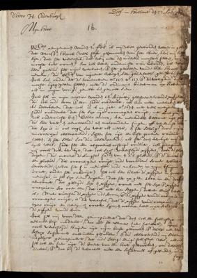 Letter, from Antoni van Leeuwenhoek to John Chamberlayne, dated at ...